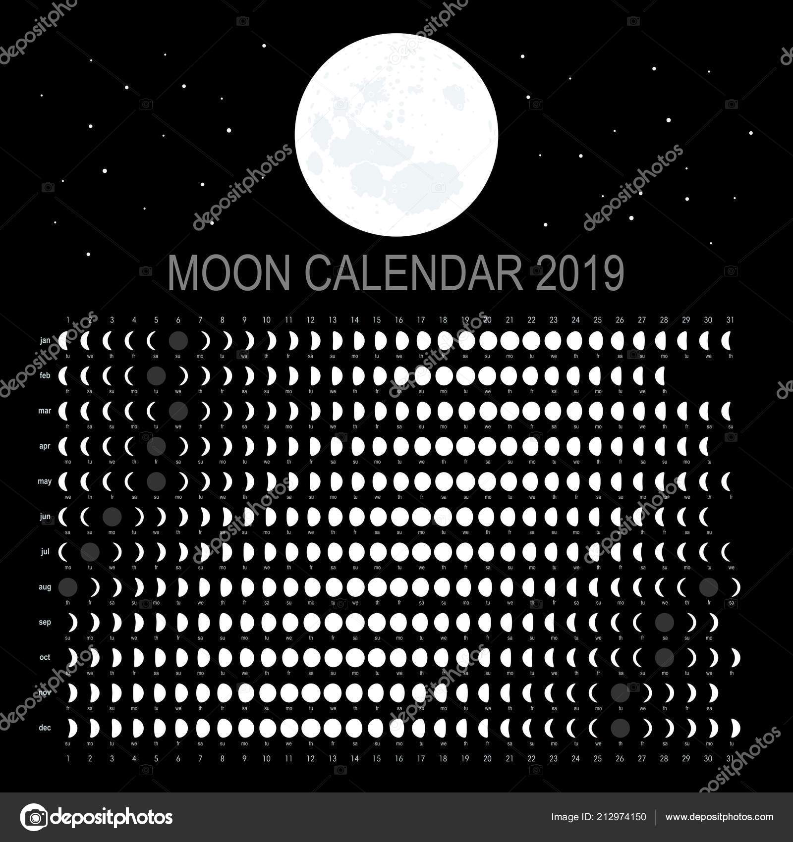 Moon Calendar 2019 English Version Stock Vector by ©Den.Barbulat 212974150