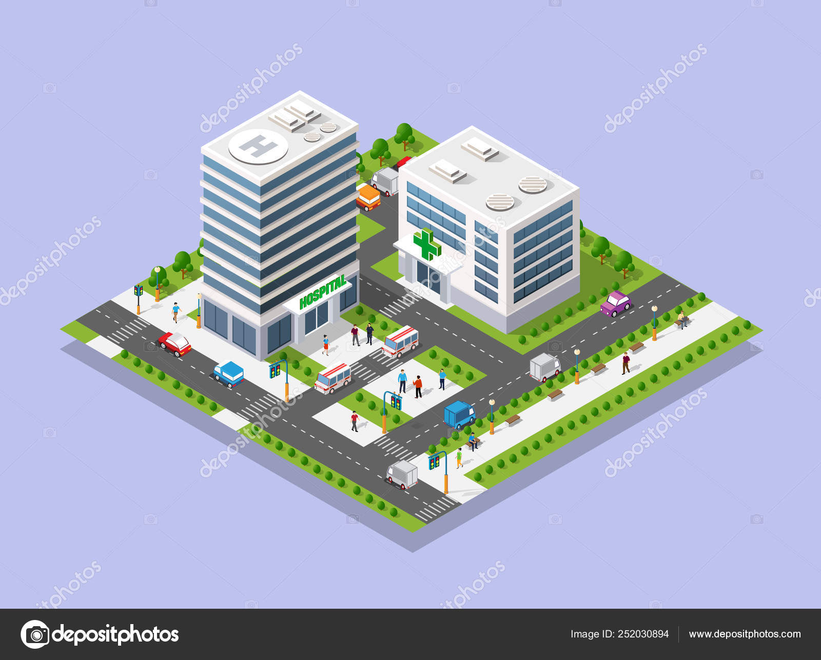 Hospital Isometric 3d Building Stock Vector Image by ©alexzel21 #252030894