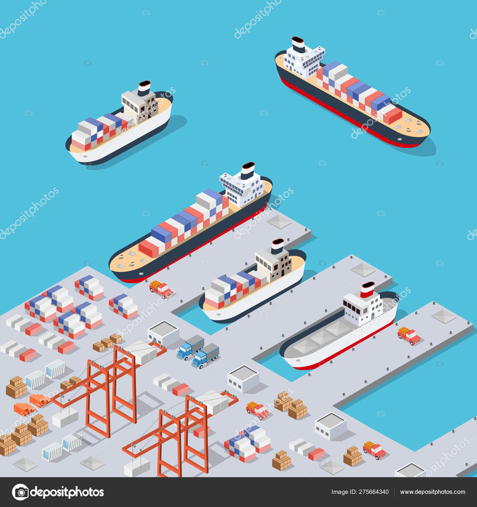 Isometric City industrial dock Stock Vector by ©alexzel21 275664340