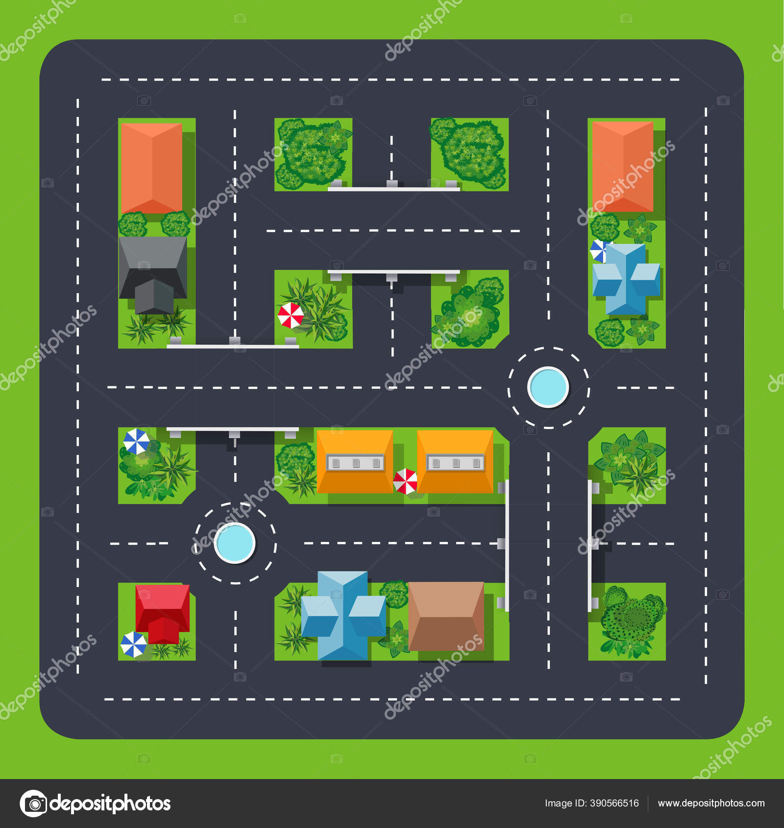 Vista Superior Cima Mapa Das Ruas Bloco Cidade Com Infra imagem ...