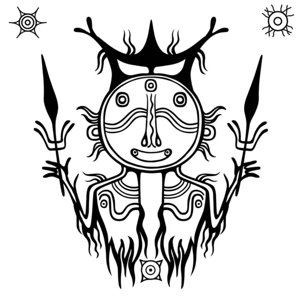 Horned god Cernunnos . Mysticism, esoteric, paganism, occultism. Vector ...