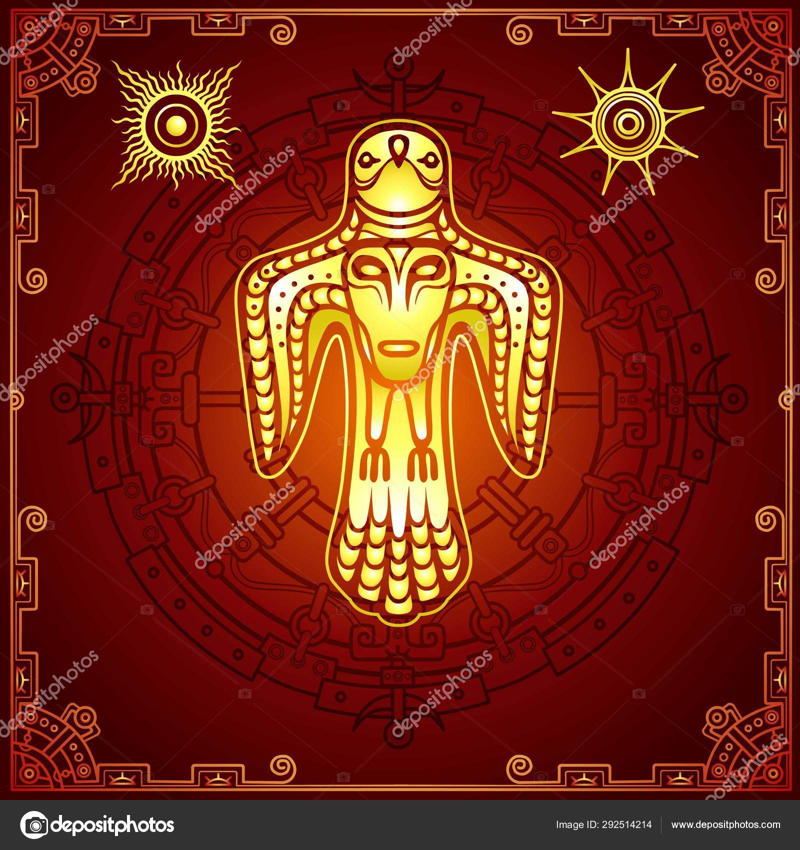 Image D'animation L'ancienne Divinité Païenne Oiseau Visage Humain Sur ...