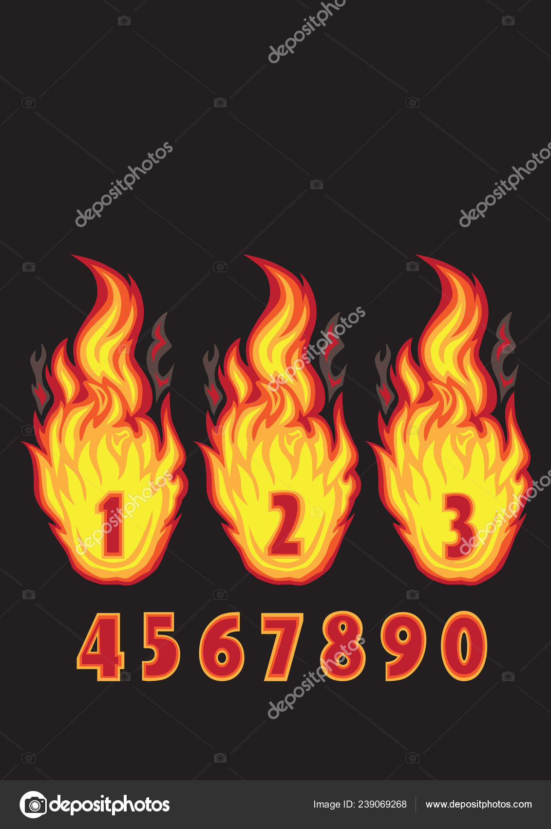 Numbers Flame Drawing Vector Illustration — Stock Vector © kvasay ...