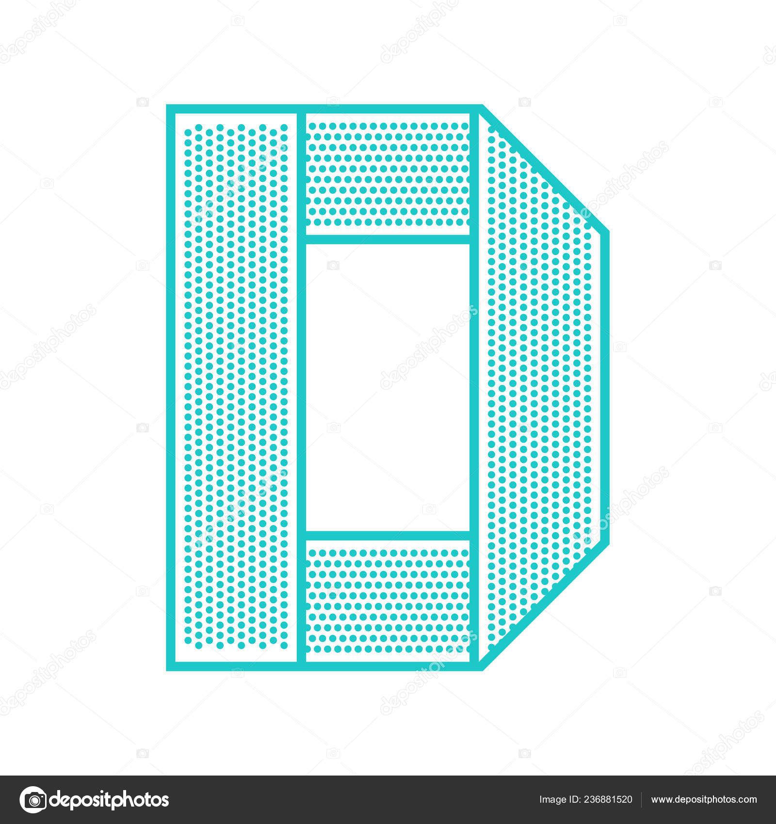 Trendy Font Folded Perforated Sheet Flat Alphabet Blue Vector Letter ...