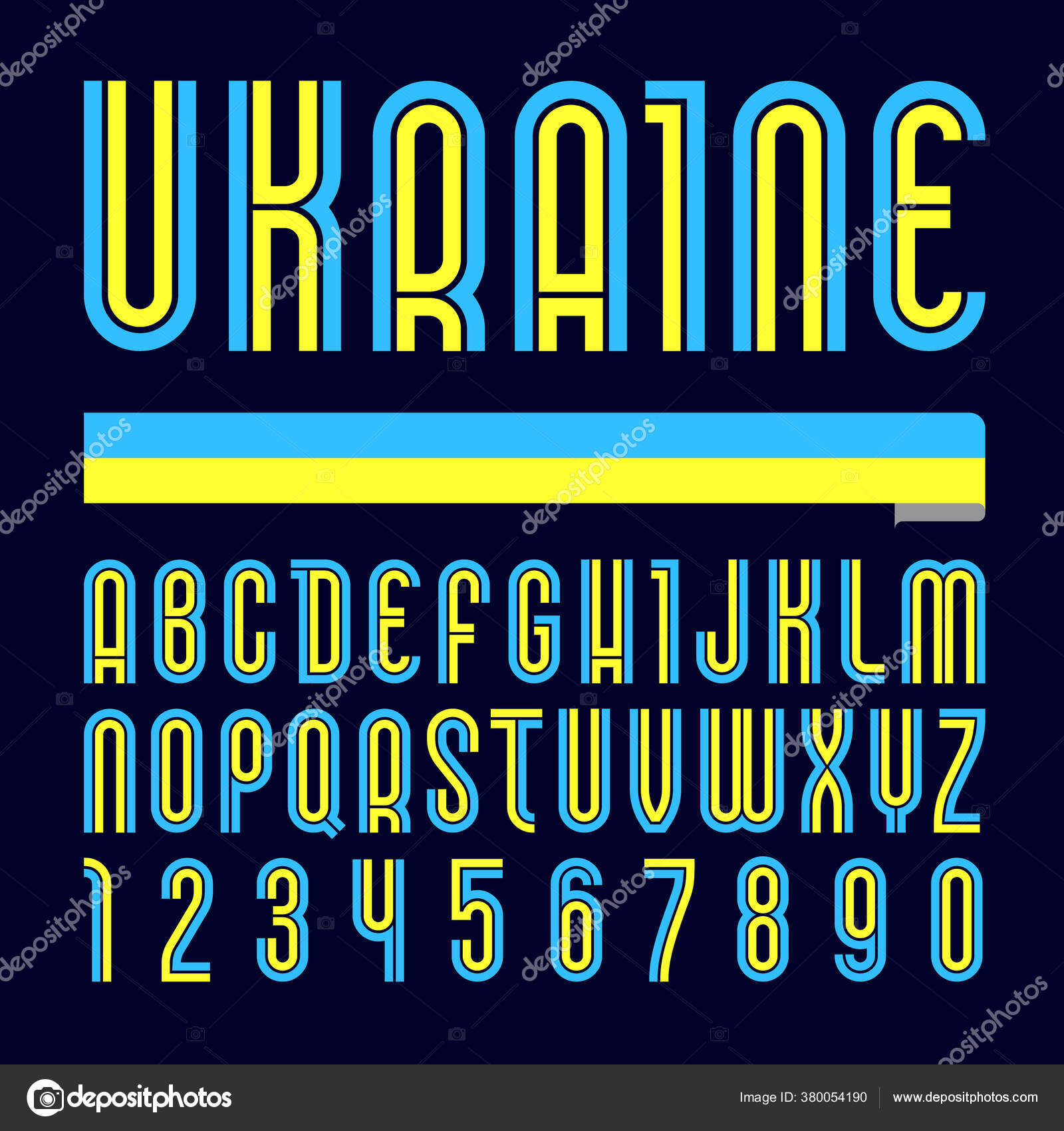 Font Ukraine. Trendy bright alphabet, colorful letters on a black ...