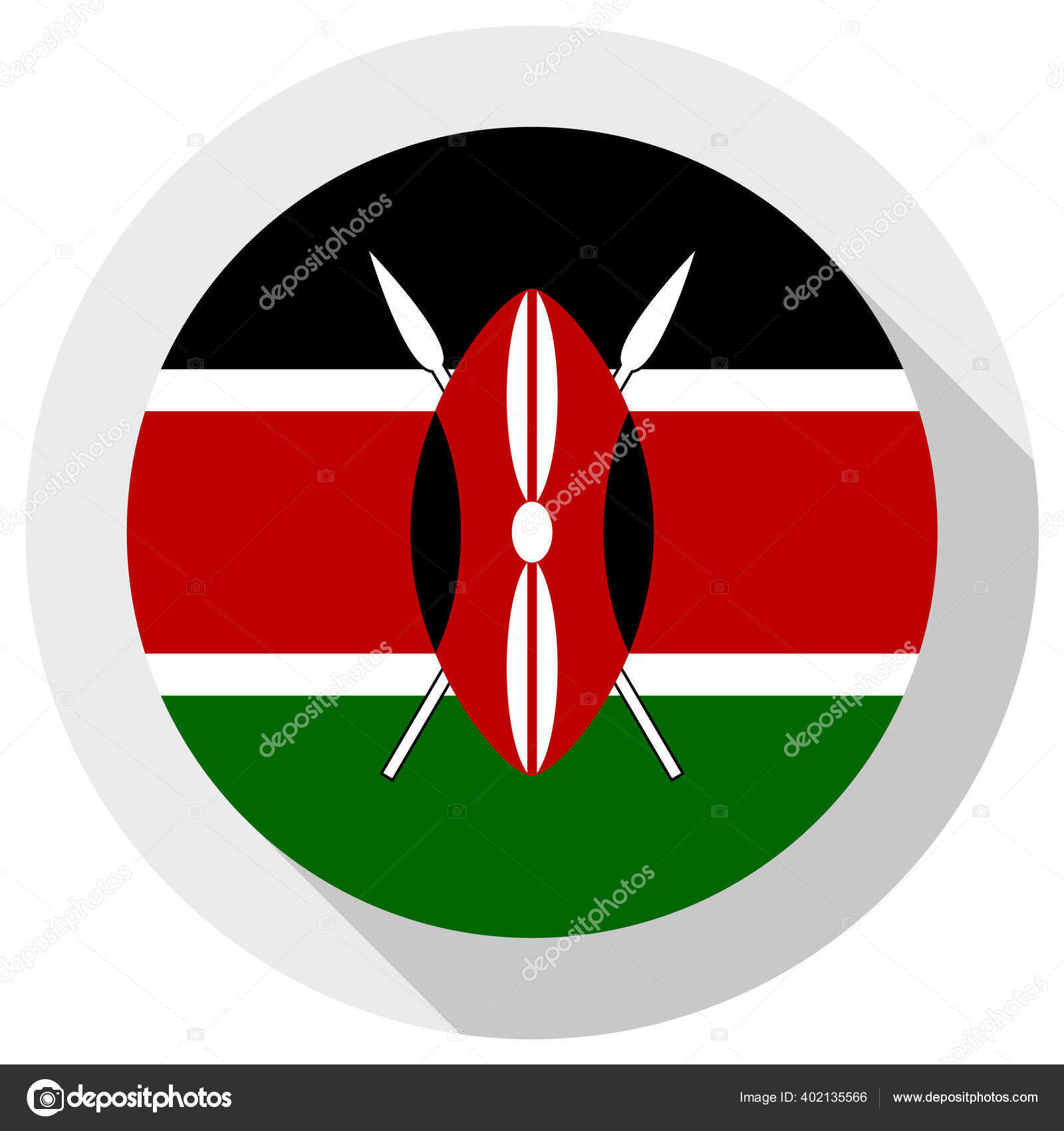 Flag Kenya Shape Icon White Background Vector Illustration Stock Vector ...
