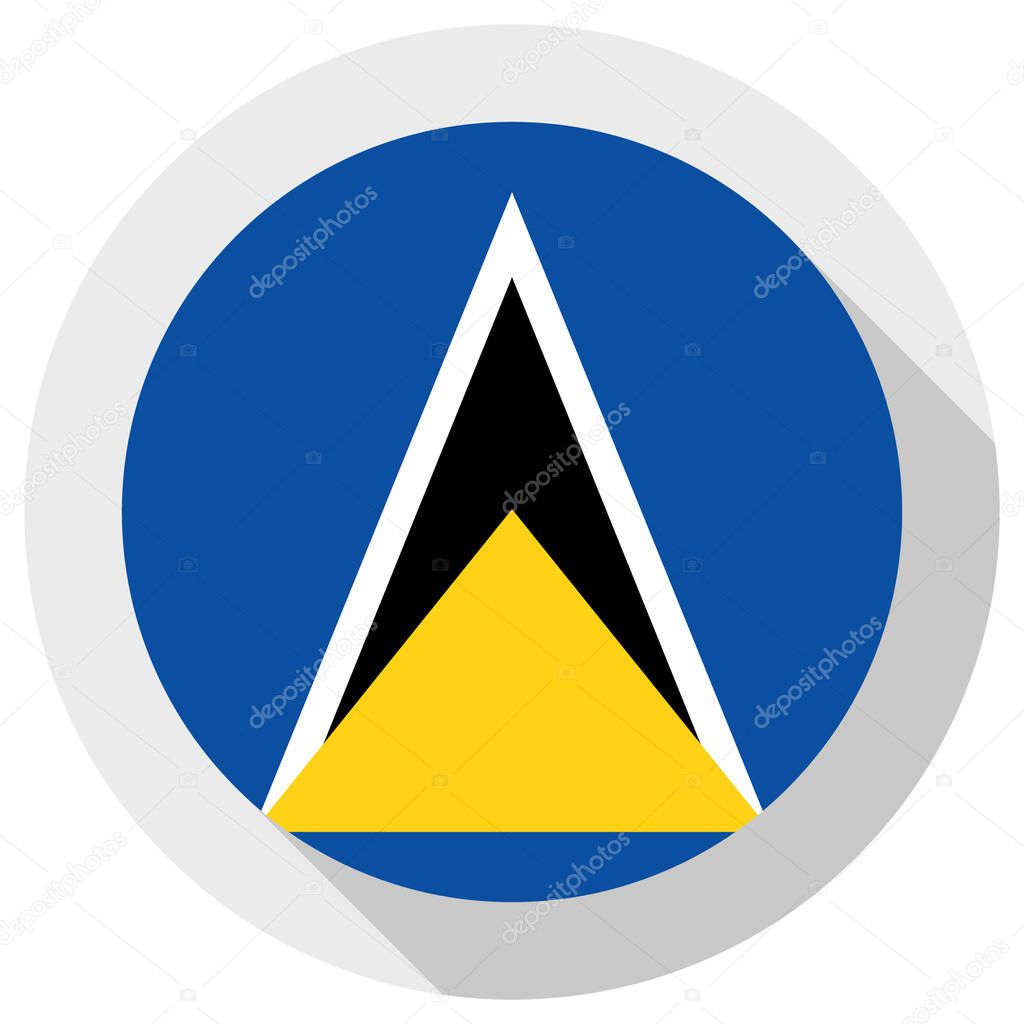 Bandera de Santa Lucía, icono de forma redonda sobre fondo blanco ...