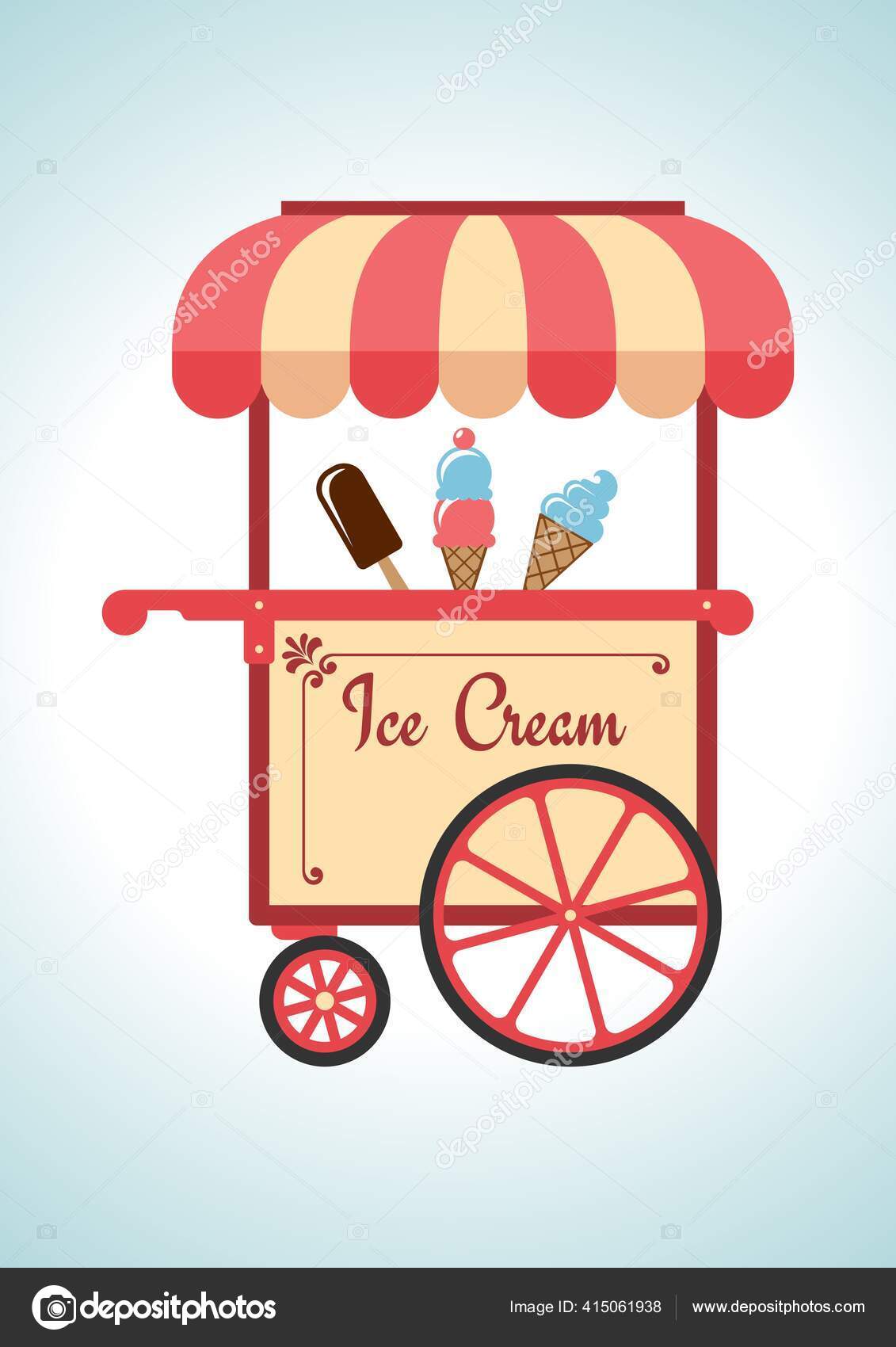Carro de helado retro. Plantilla para su diseño Vector de stock por ...