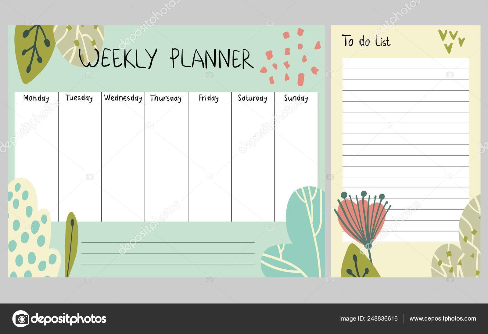 Vector weekly planner Stock Vector Image by ©pilipa #248836616