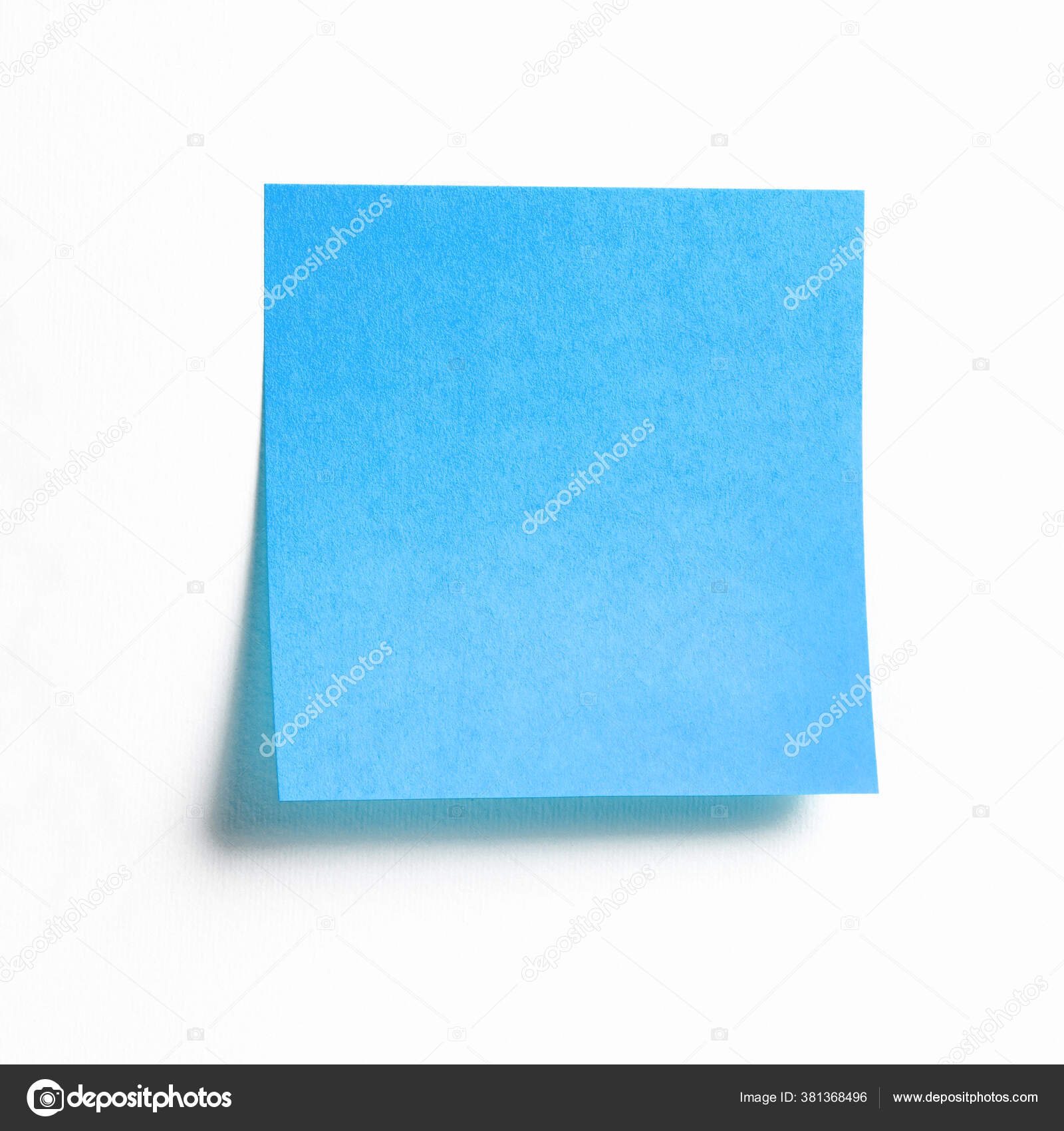 Blue Sticky Note Isolated White Background Front View Adhesive Paper ...