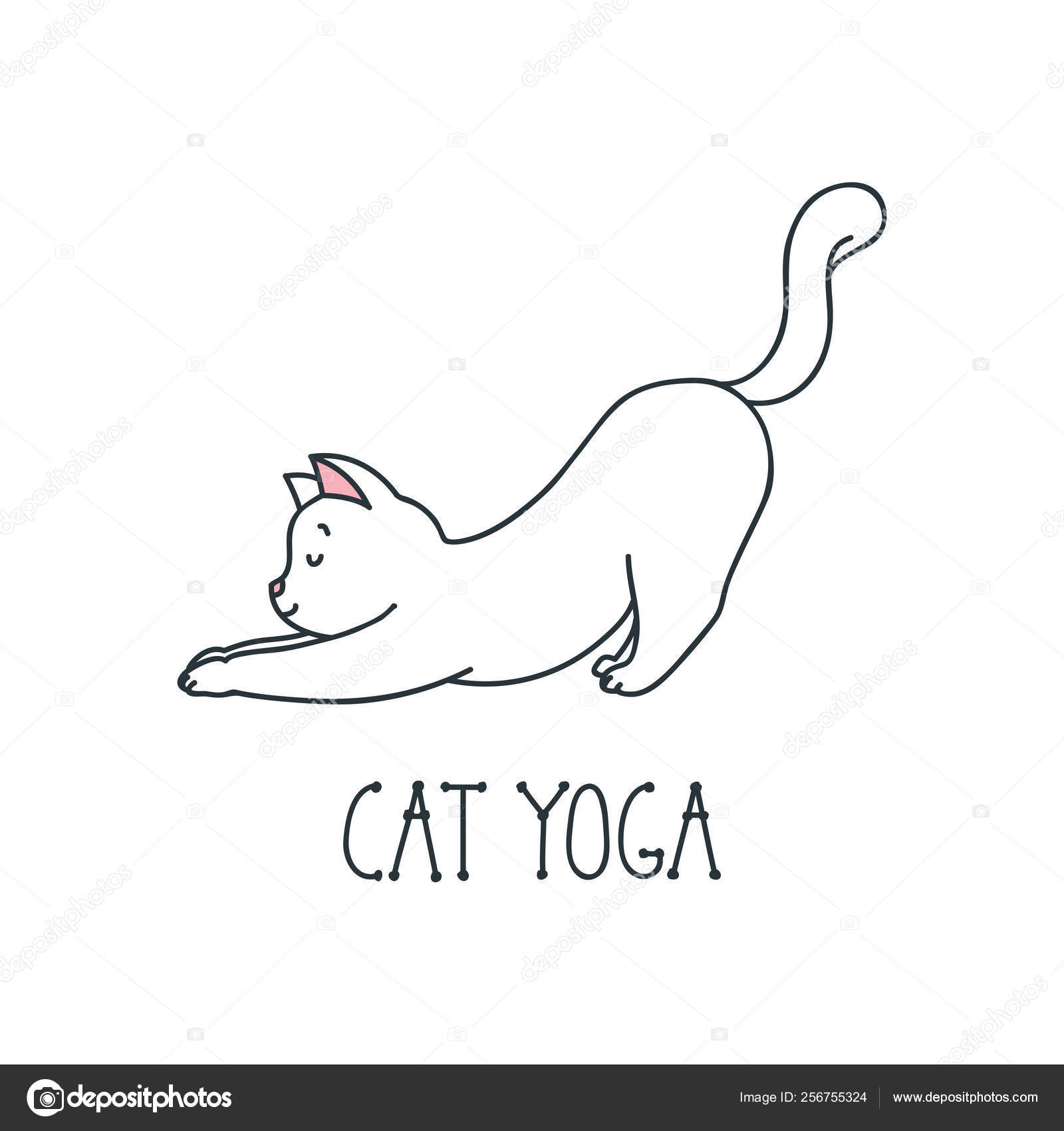 Cat Stretching Drawing