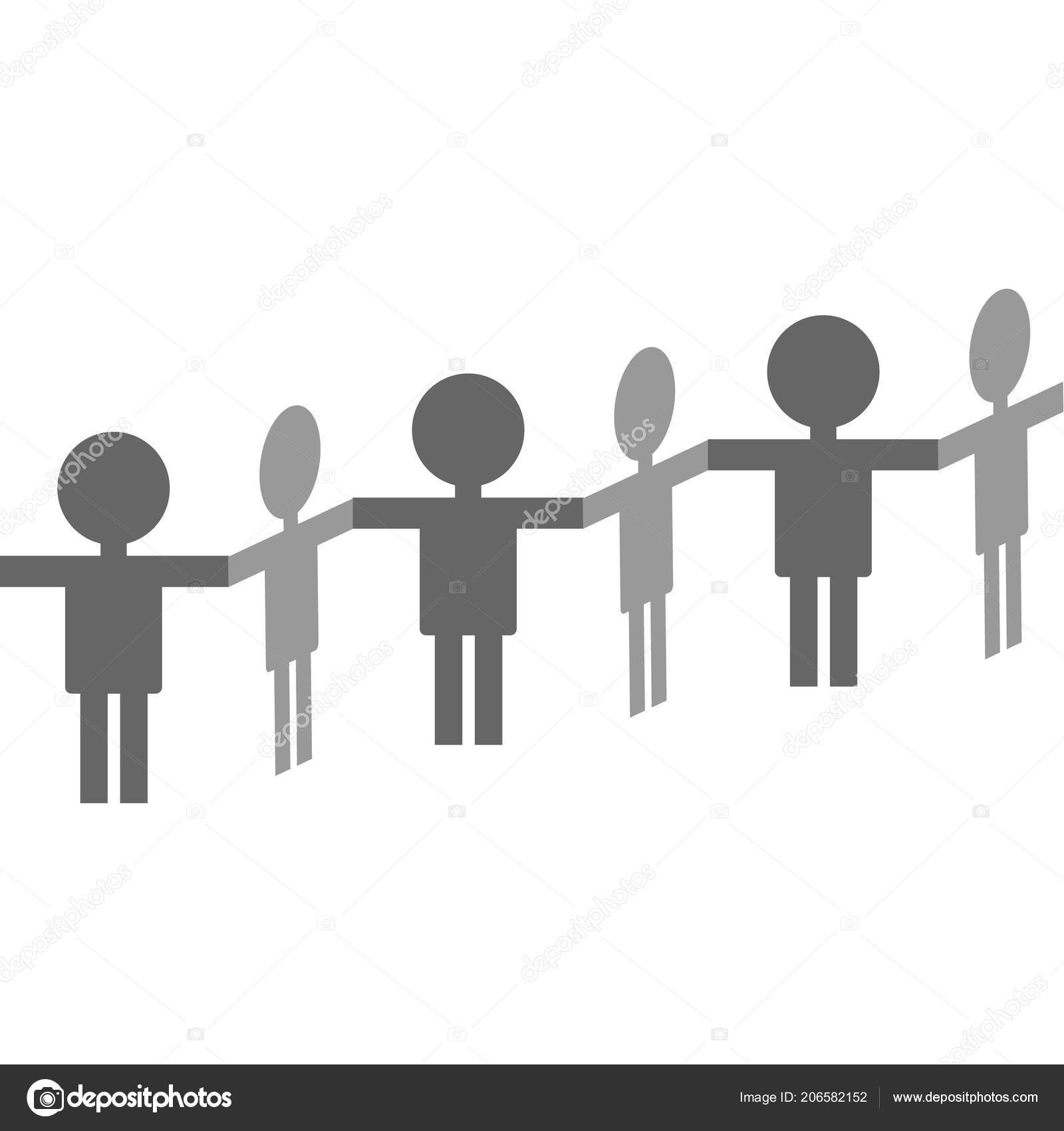 Chain People Isolated White Background Vector Illustration Stock Vector ...