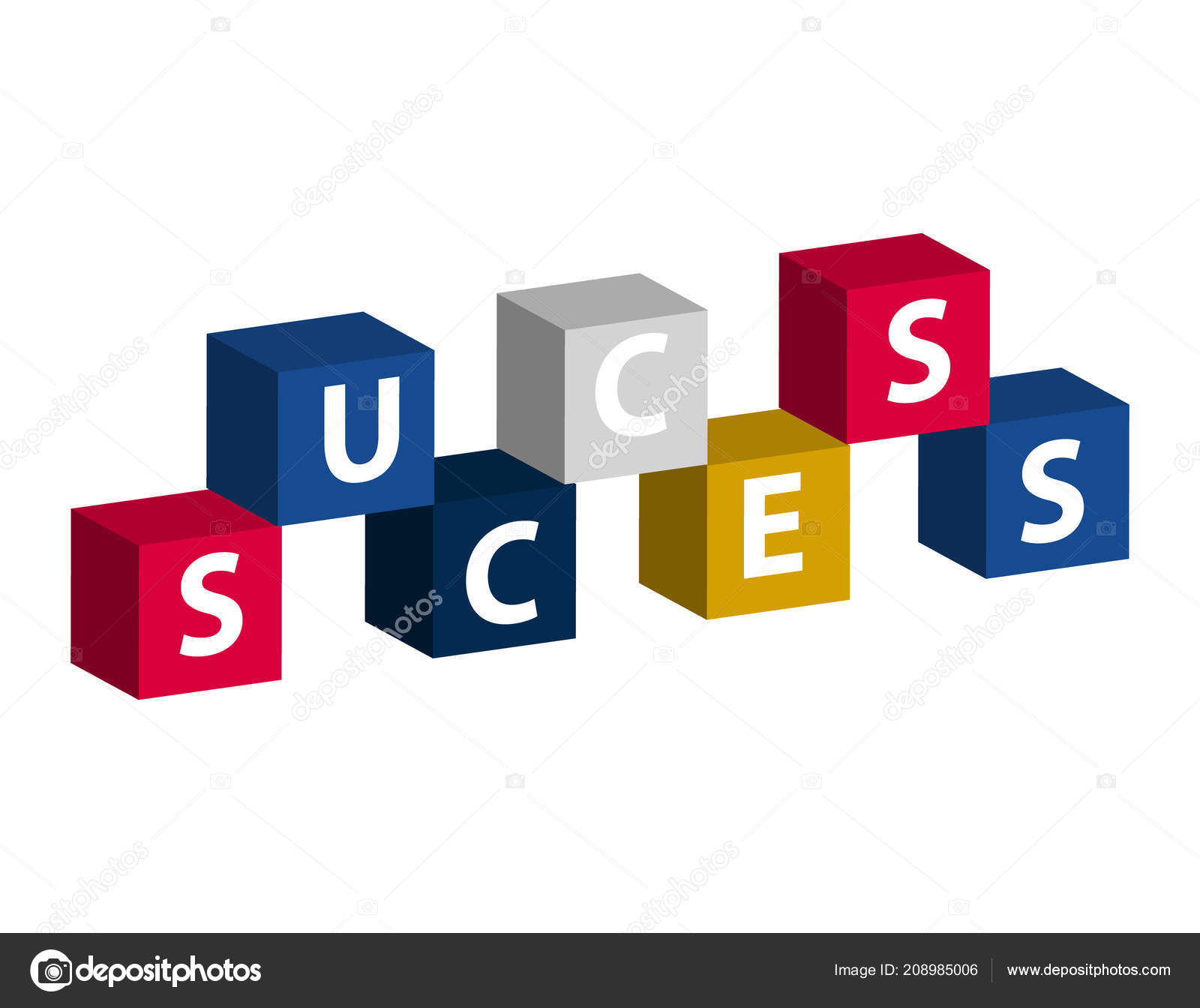 Color Cube Text Success Isolated White Background Vector Illustration ...