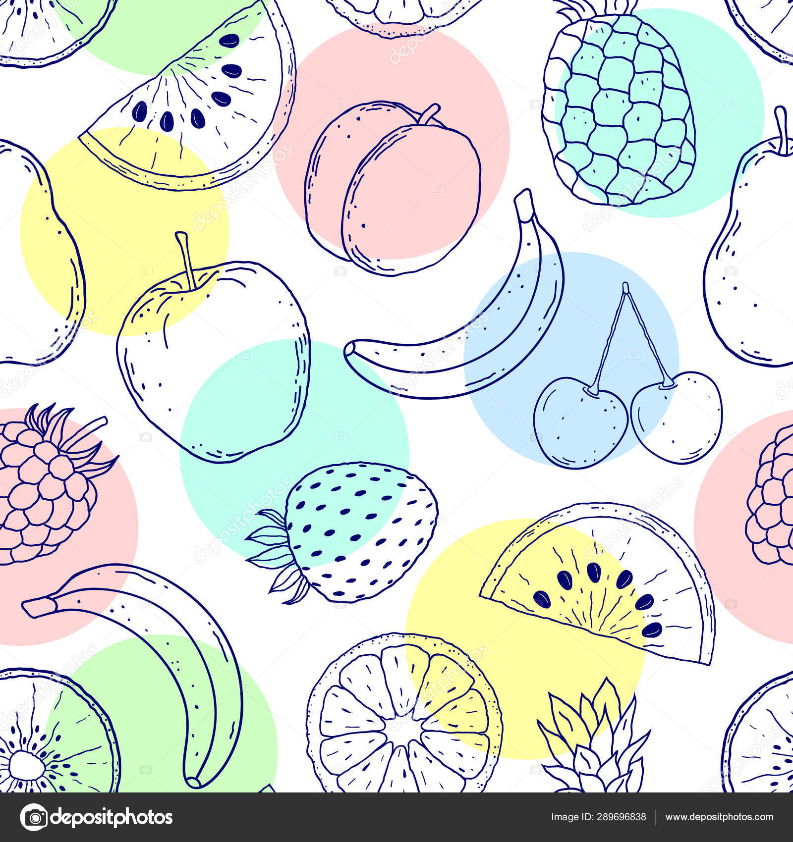 Pattern with hand drawn fruits Stock Vector Image by ©kiyanochka #289696838