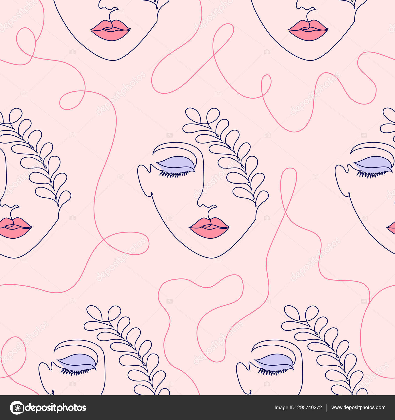 Pattern with woman face — Stock Vector © kiyanochka #295740272