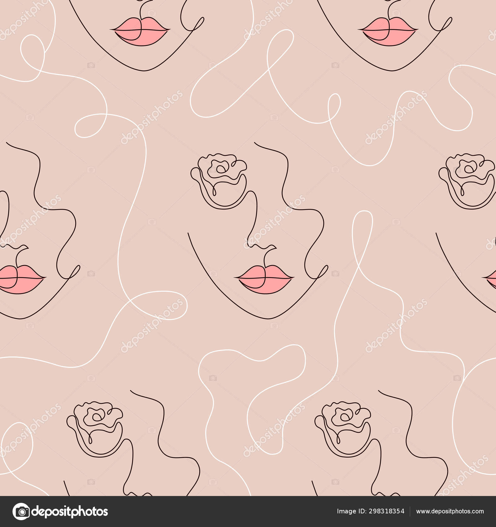 Pattern with woman face Stock Vector Image by ©kiyanochka #298318354