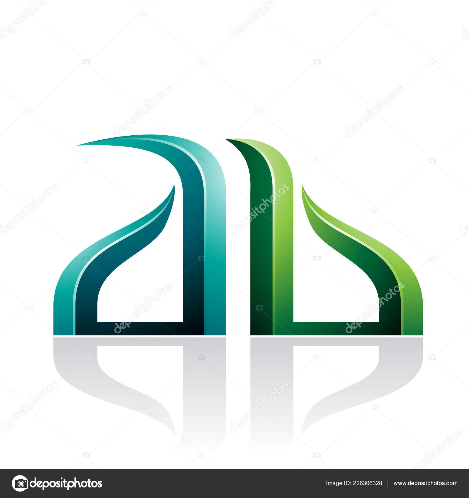 Vector Illustration Light Dark Green Bow Embossed Letters Isolated ...