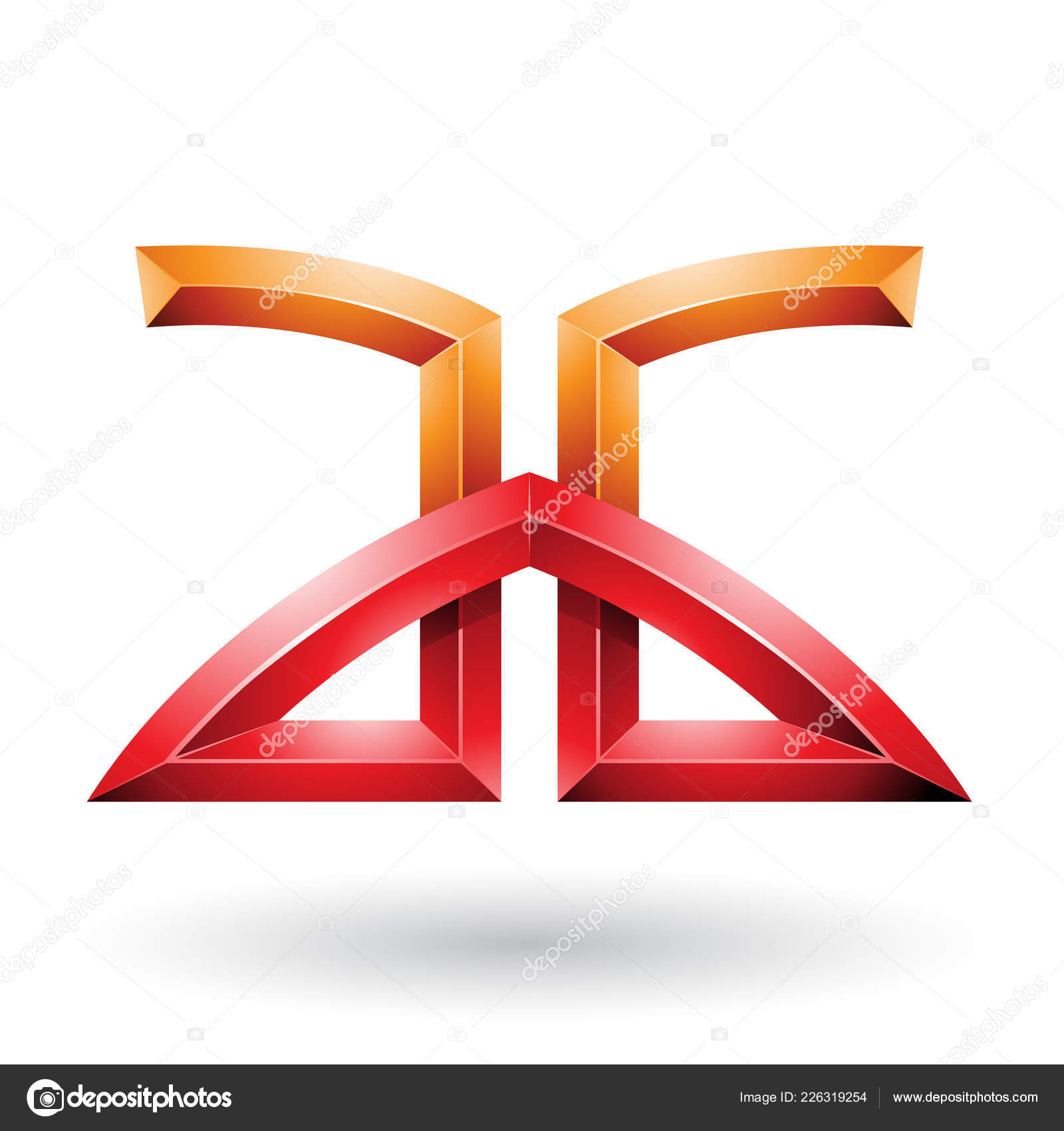Vector Illustration Orange Red Bridged Embossed Letters Isolated White ...