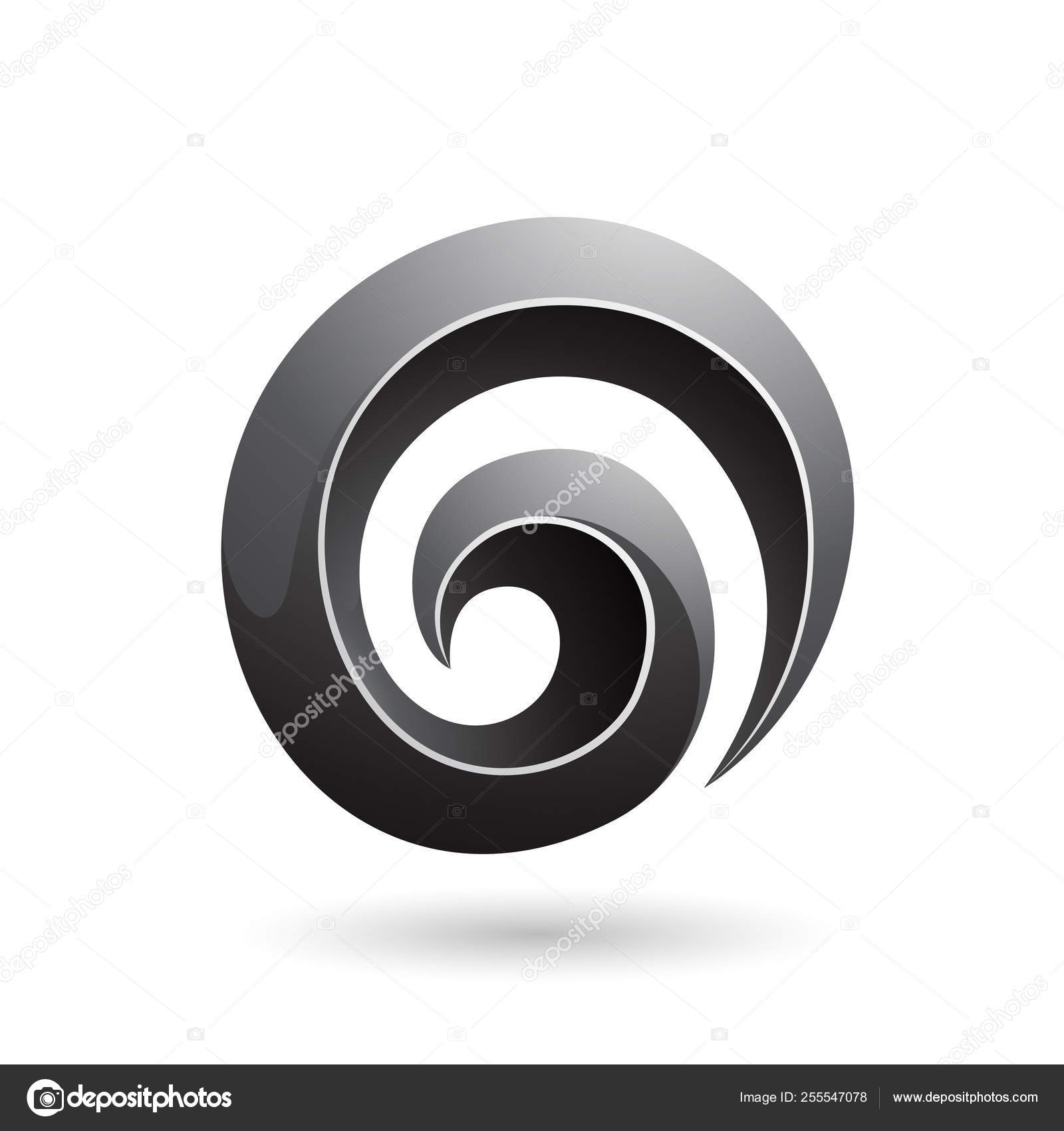 Black 3d Glossy Swirl Shape Vector Illustration Stock Vector by ...