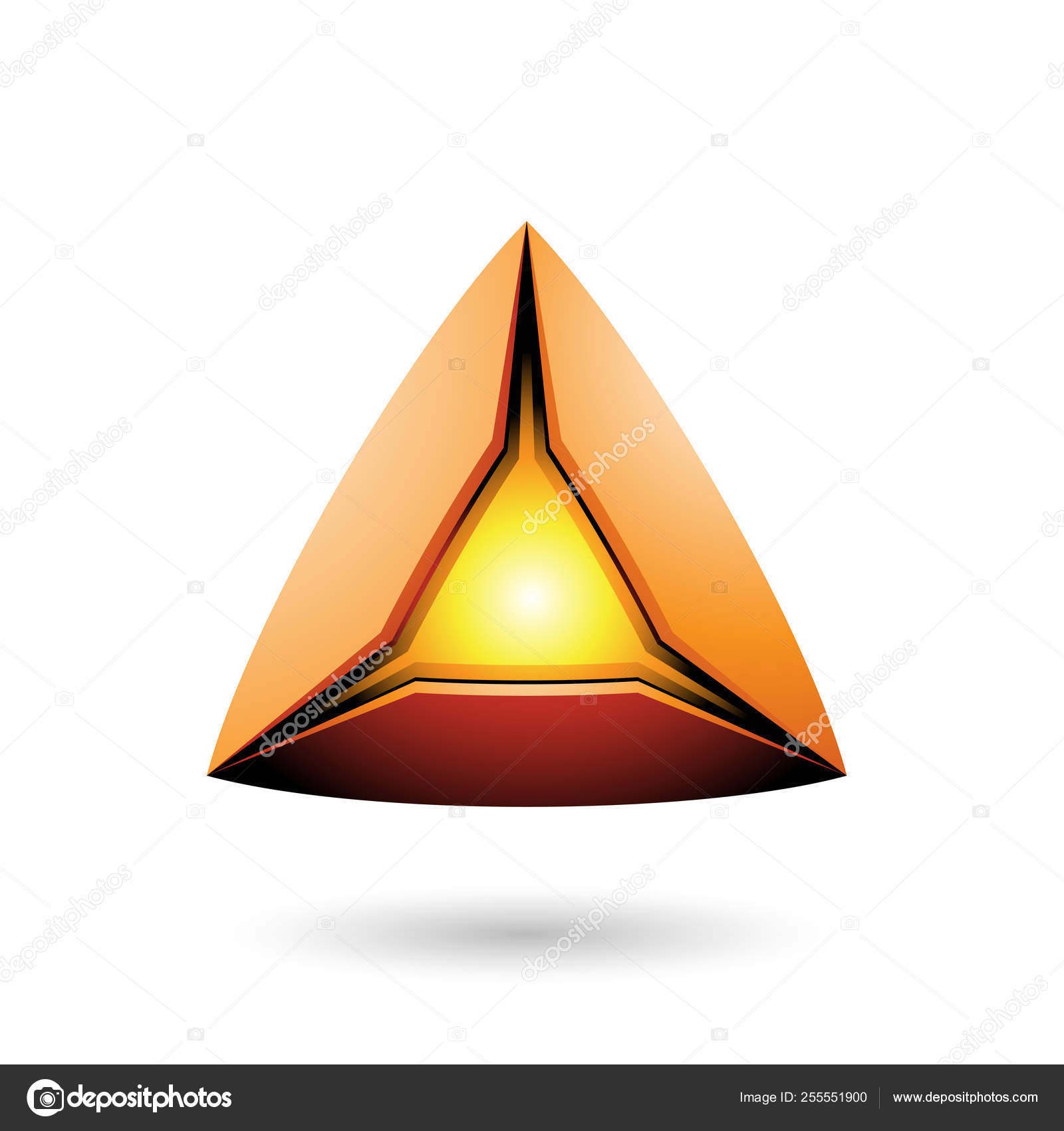 Orange Pyramid with a Glowing Core Vector Illustration Stock Vector by ...