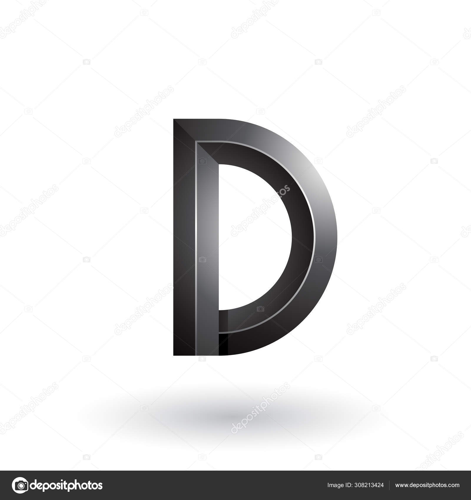 Black Glossy and Bold 3d Geometrical Letter D Illustration — Stock ...