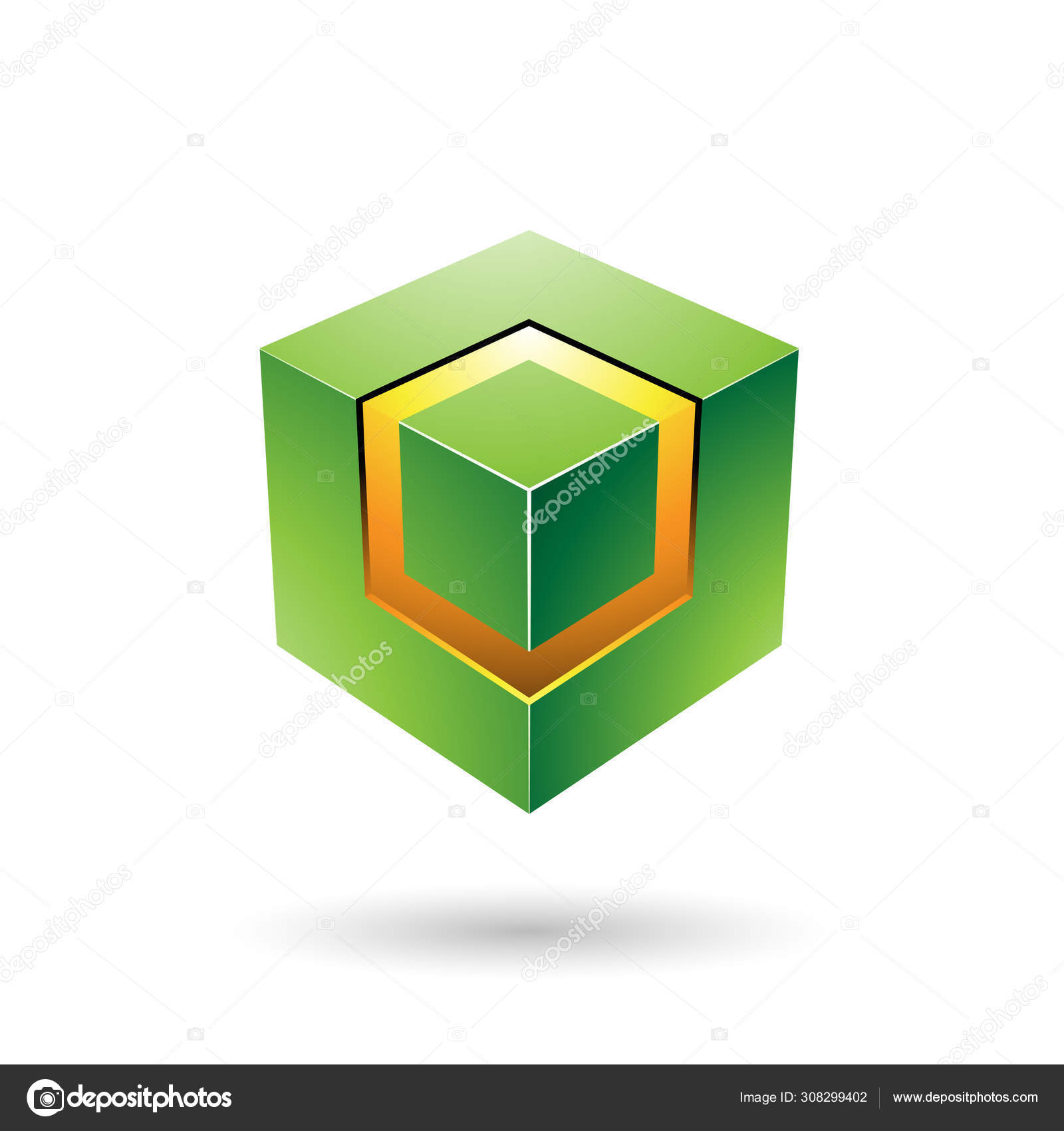 Green Bold Cube with Glowing Core Illustration — Stock Photo © cidepix ...