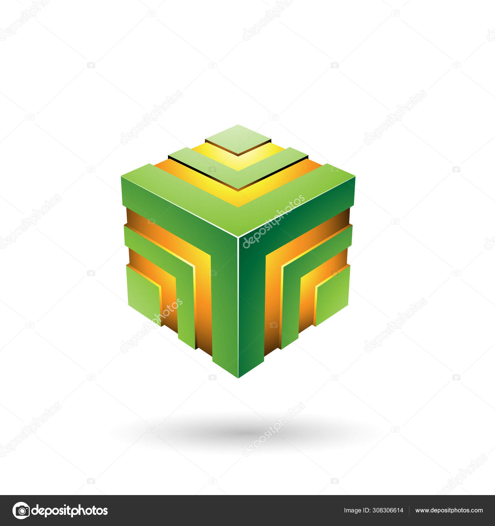 Green Bold Striped Cube Illustration Stock Illustration by ©cidepix ...