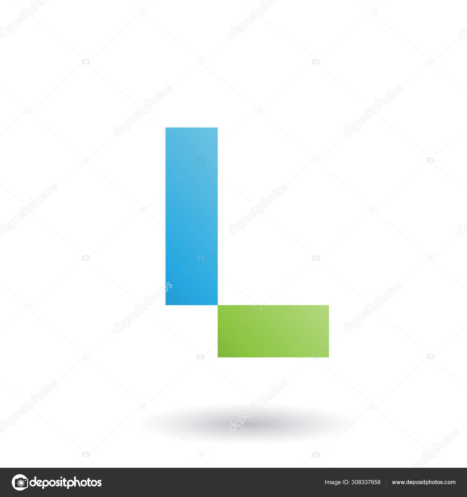 Blue Letter L with Rectangular Shapes Illustration Stock Photo by ...