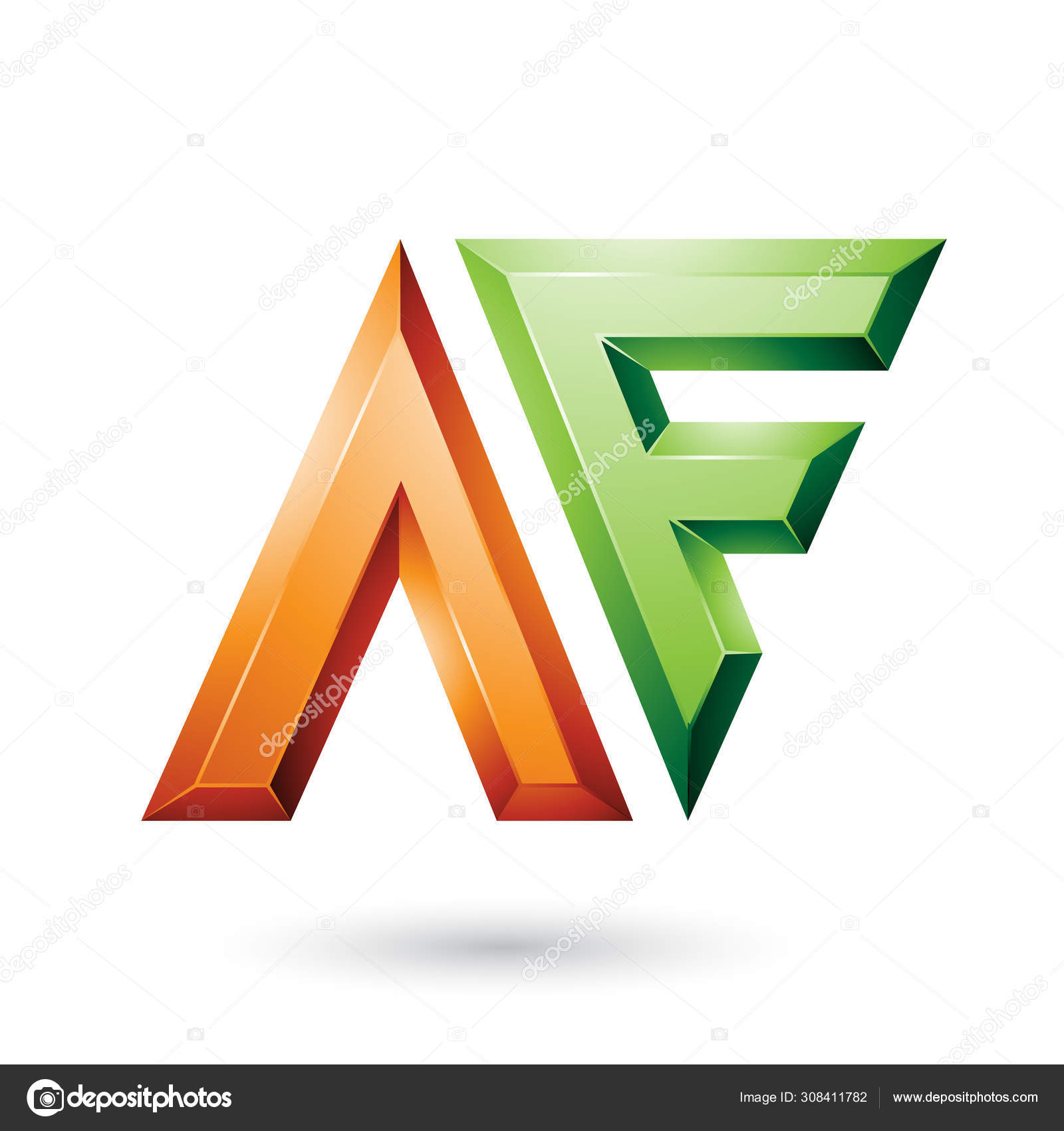 Orange and Green Glossy Dual Letters of Letters A and F Illustra ...