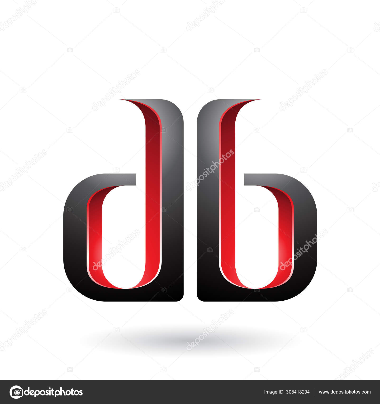 Red and Black Double Sided D and B Letters Illustration — Stock Photo ...