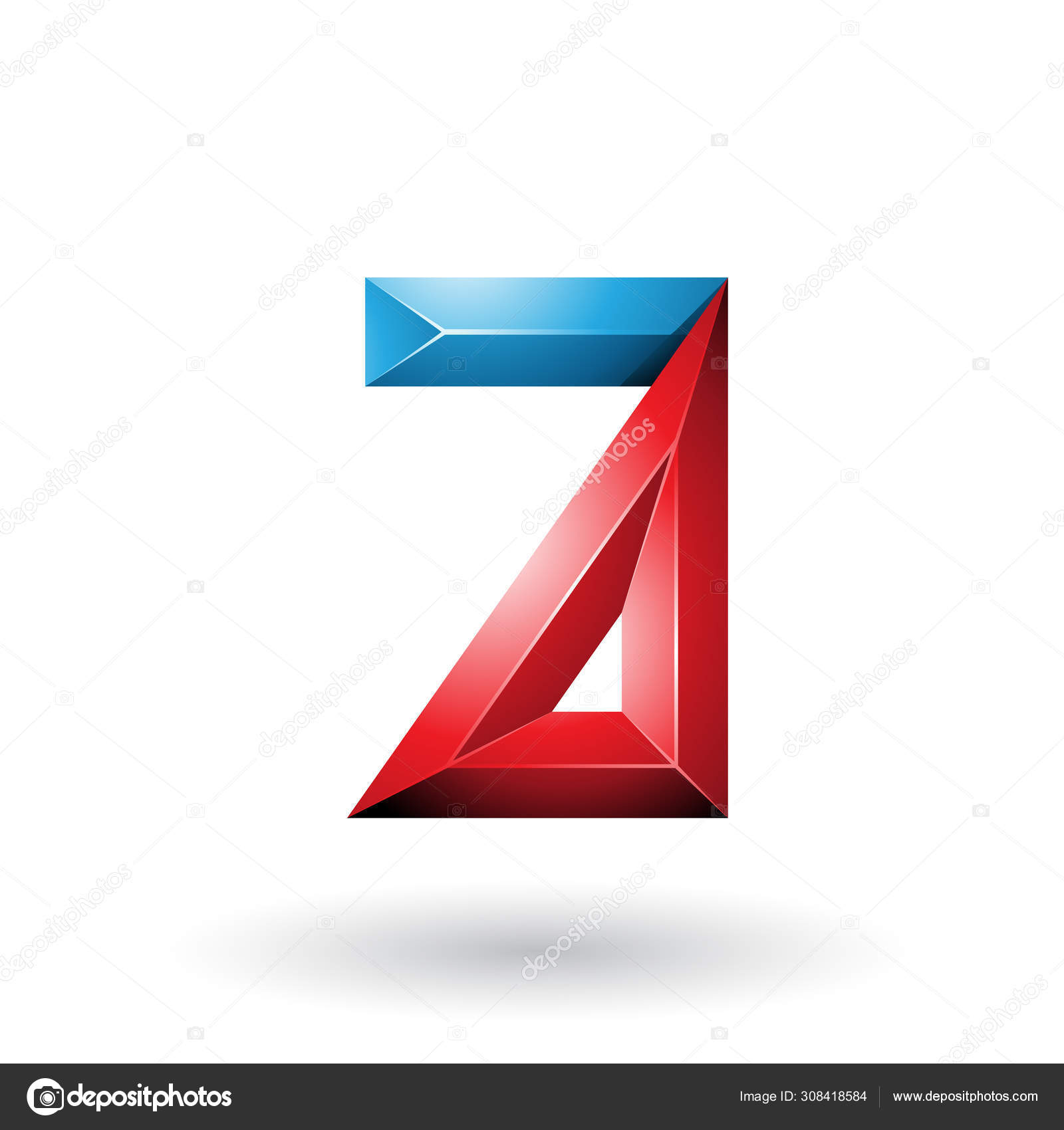 Red and Blue 3d Geometrical Embossed Letter A Illustration — Stock ...