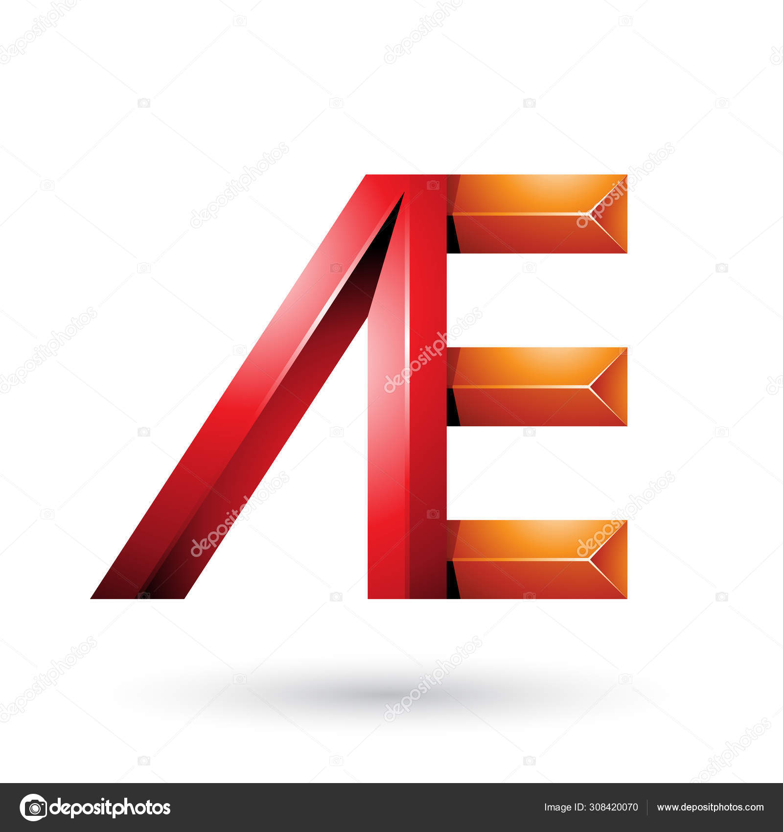 Red and Orange Pyramid Like Dual Letters of A and E Illustration ...
