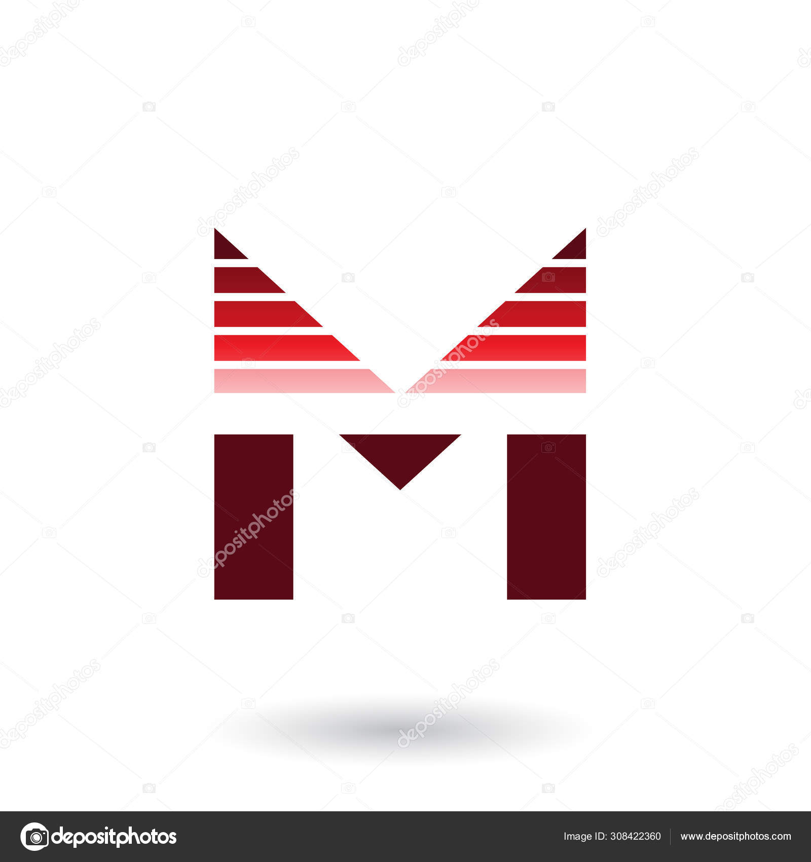 Red Spiky Letter M with Horizontal Stripes Illustration — Stock Photo ...