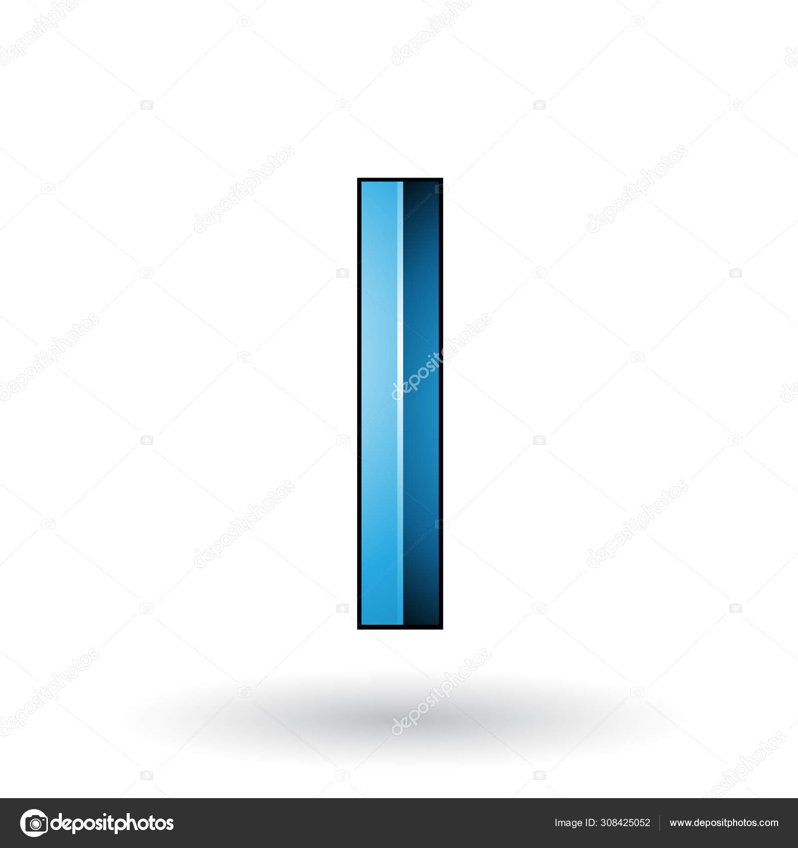Blue Glossy Embossed Letter I with a Dark Stroke Illustration — Stock ...