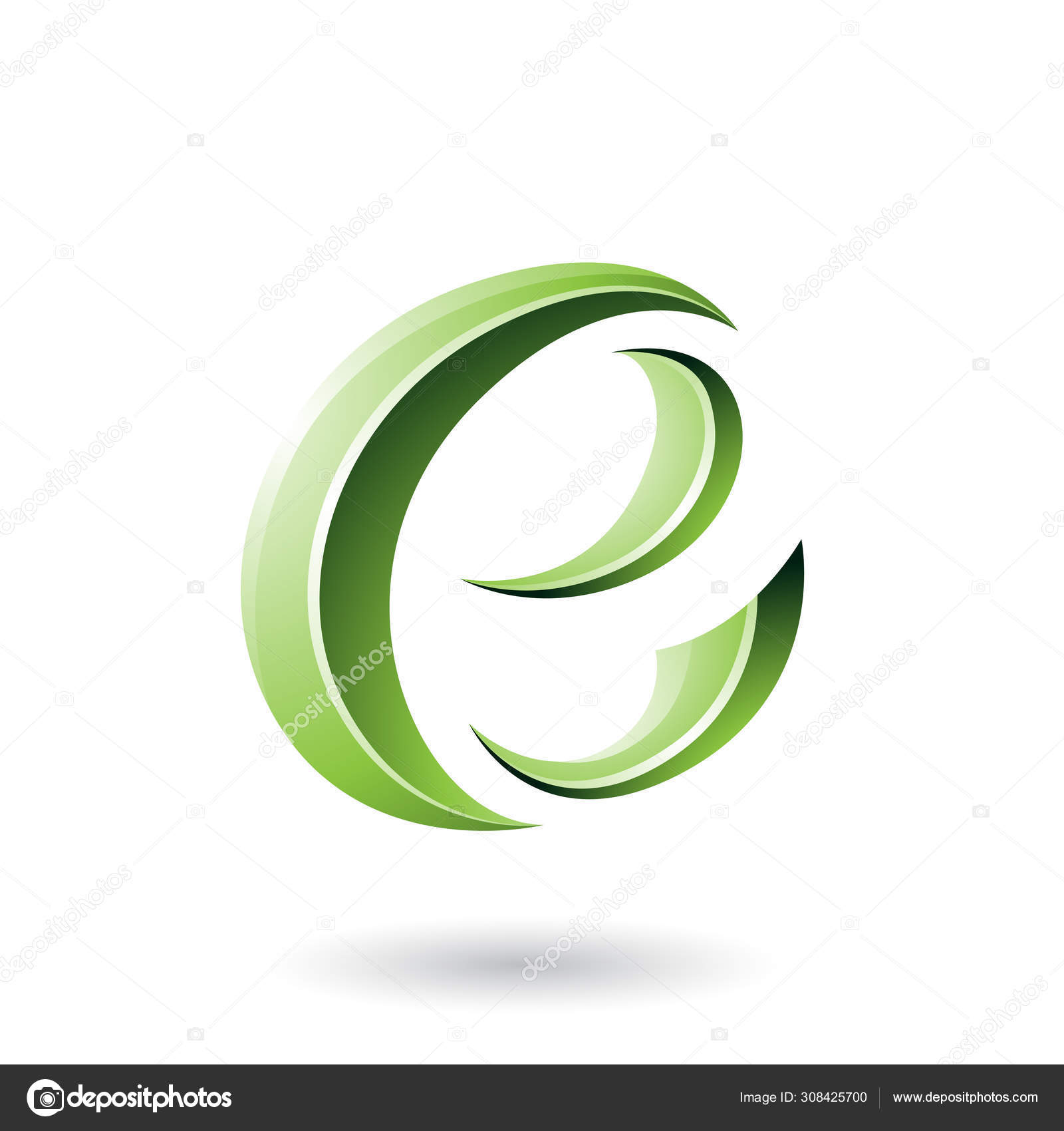 Verde brillante creciente forma letra E Ilustración — Foto de stock ...