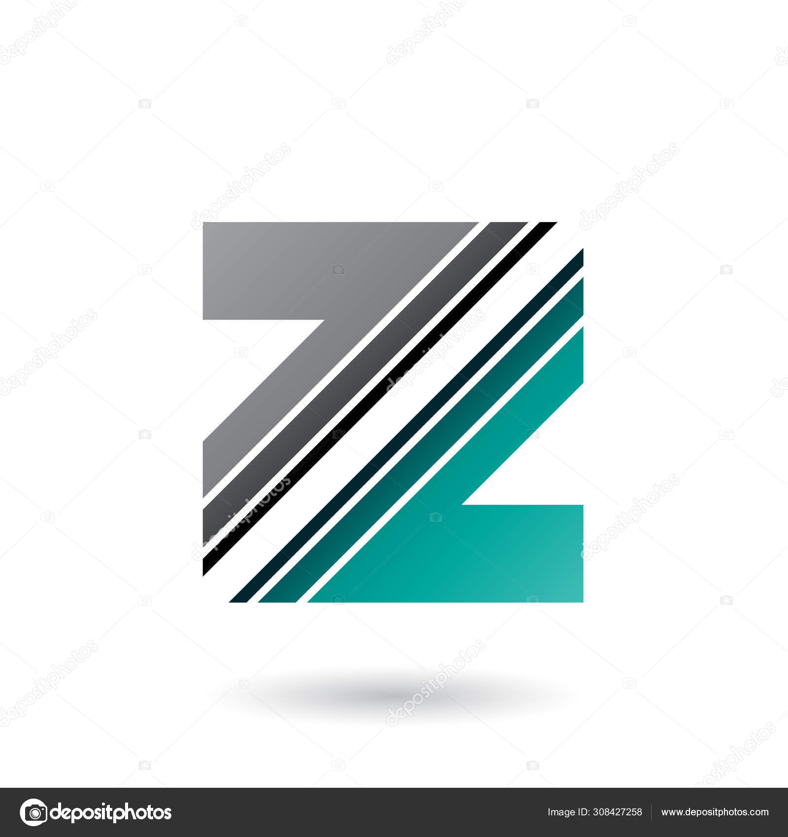 Grey and Green Letter Z with Diagonal Stripes Illustration — Stock ...