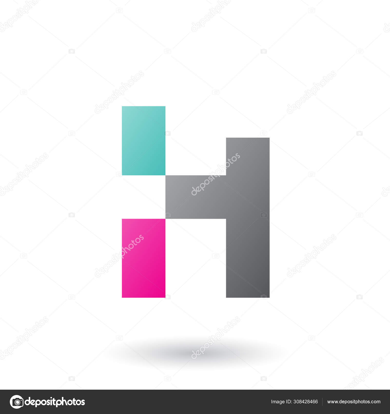 Grey Letter H with Rectangular Shapes Illustration — Stock Photo ...
