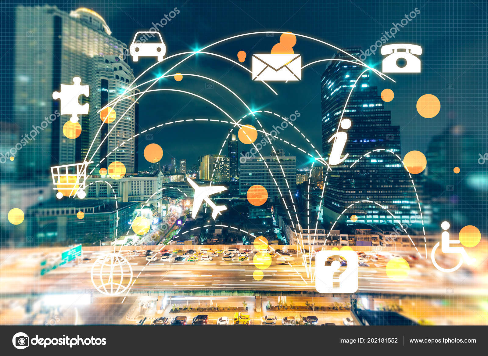 Smart City Internet Concept Technology Communication Urban Landscape ...