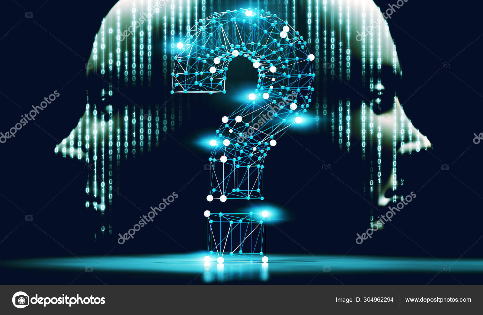 Question mark and concept of science and technology. Questions a ...