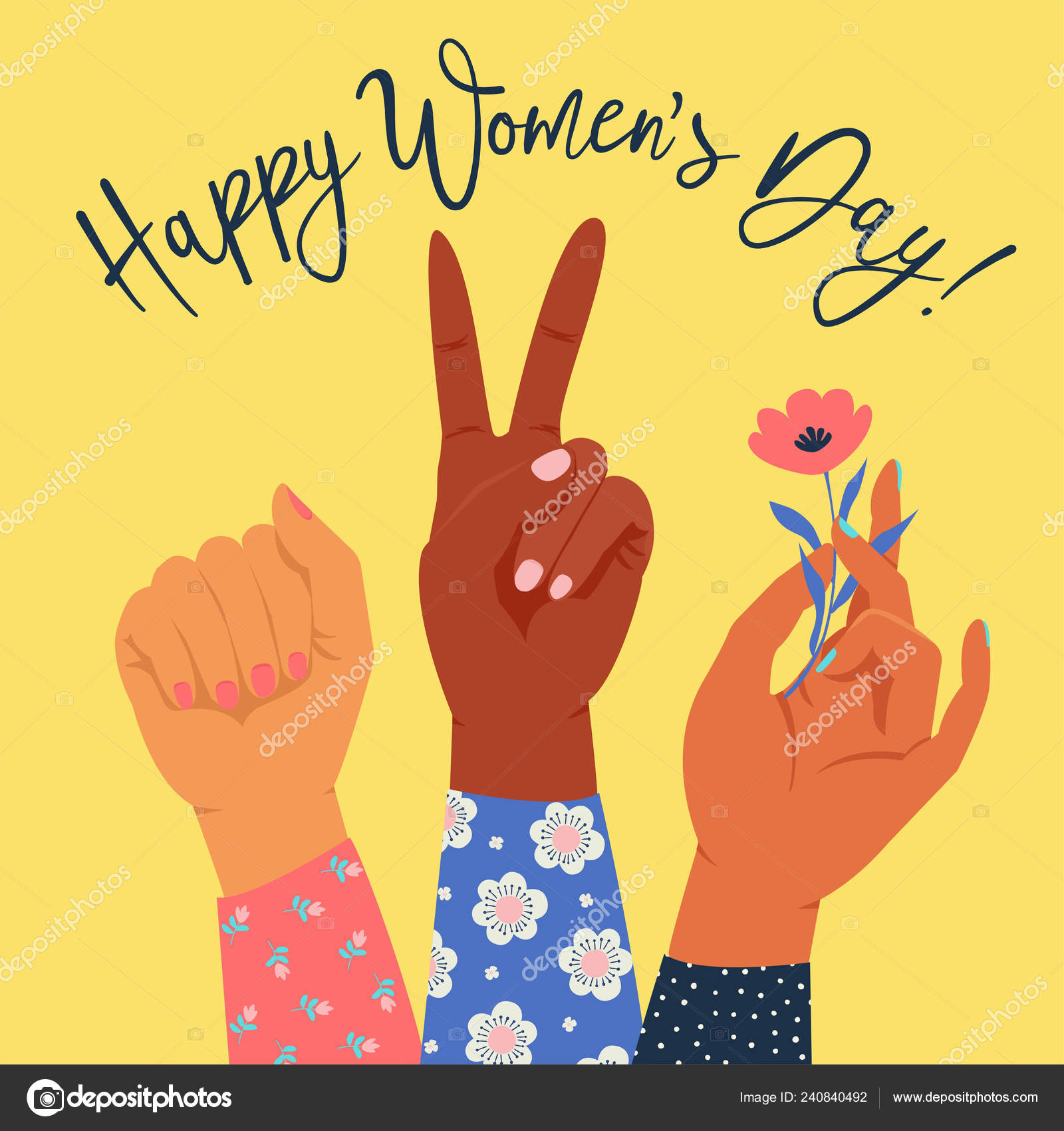 Mano Mujer Con Puño Levantado Girl Power Concepto Feminista Ilustración ...