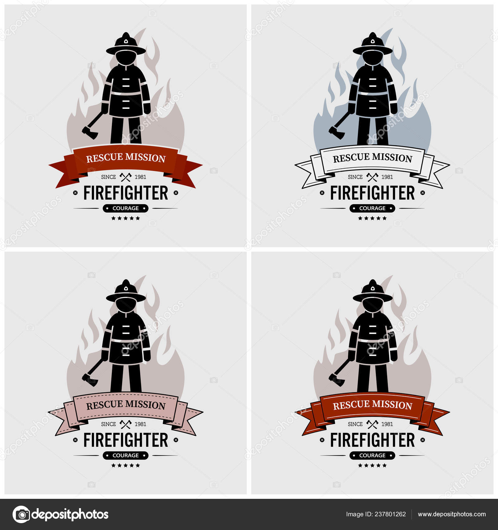 Fireman Logo Design Vector Artwork Fire Station Fire Department Stock ...