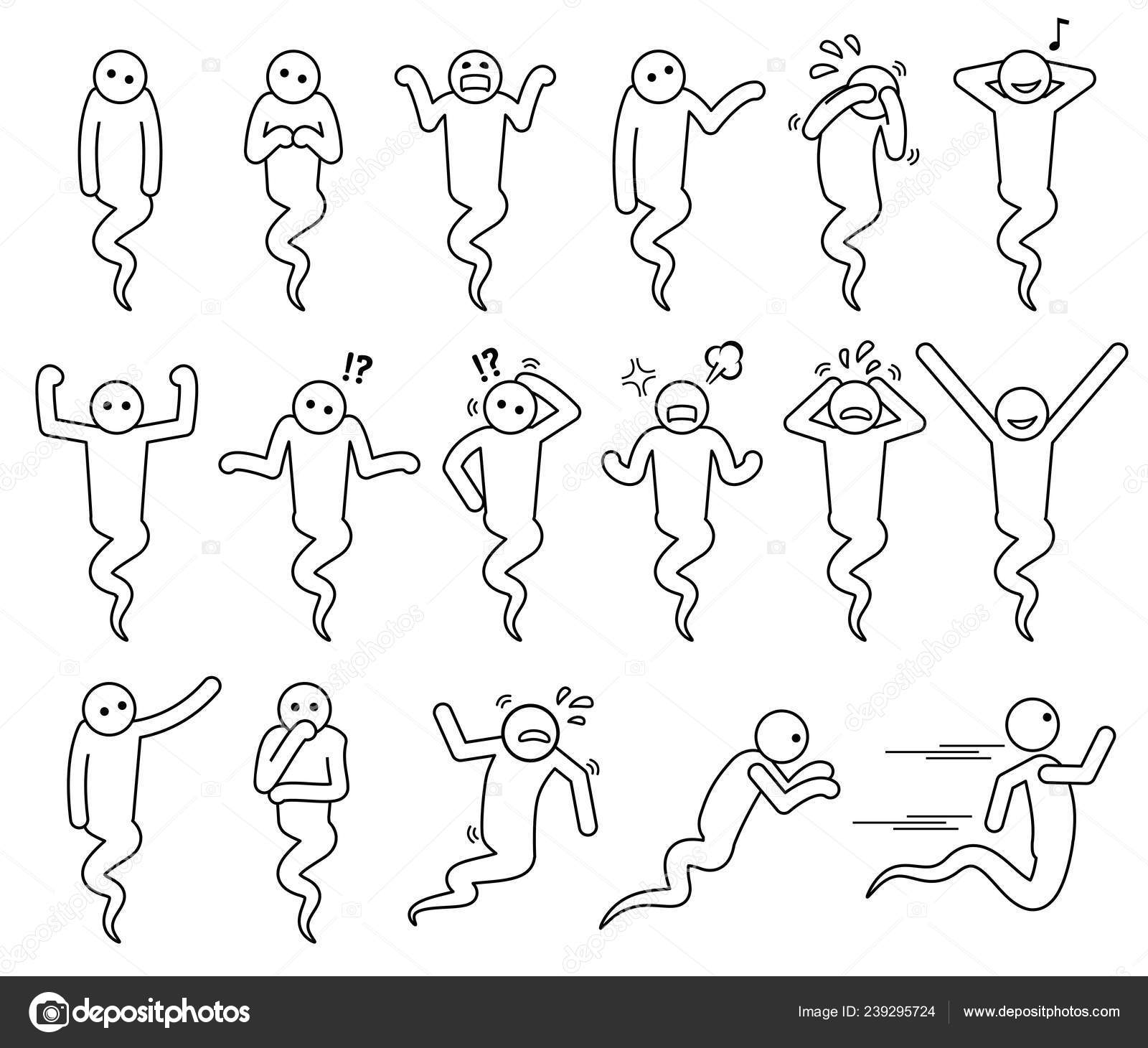 Ghost Basic Poses Postures Set Icons Depict White Soul Spirit Stock ...