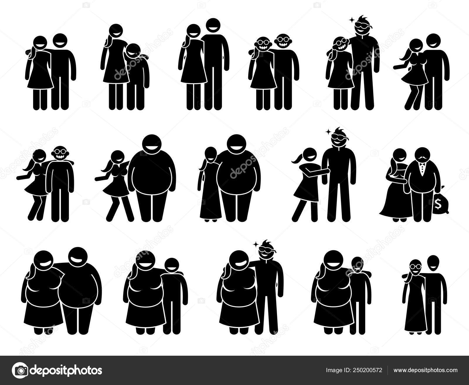 Couple Different Body Sizes Physical Appearance Combo Artworks Depict ...