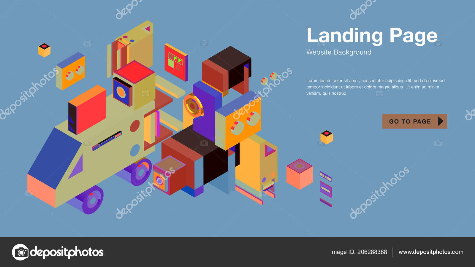 Colorful Isometric Website Background Template Trendy Isometric ...