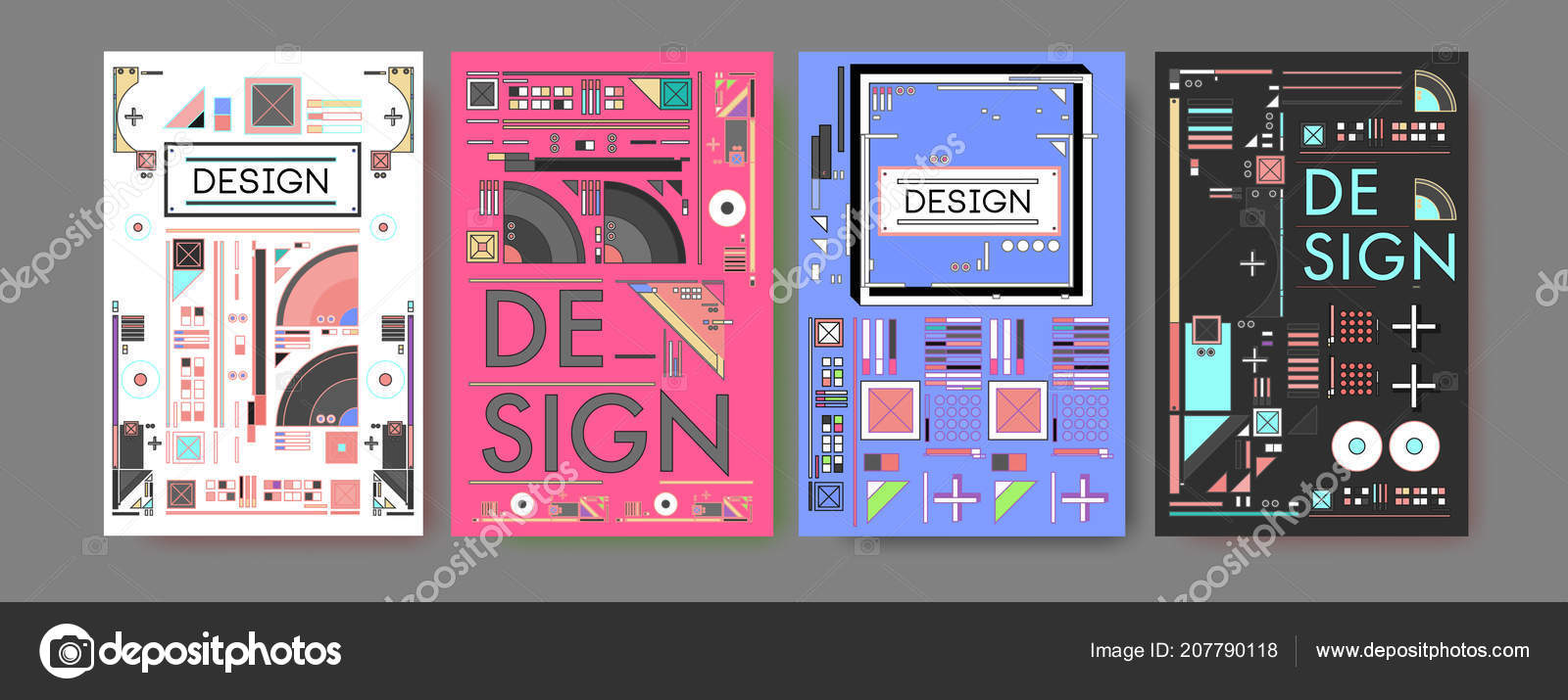 Abstract Colorful Collage Poster Design Template Cool Geometric Retro ...