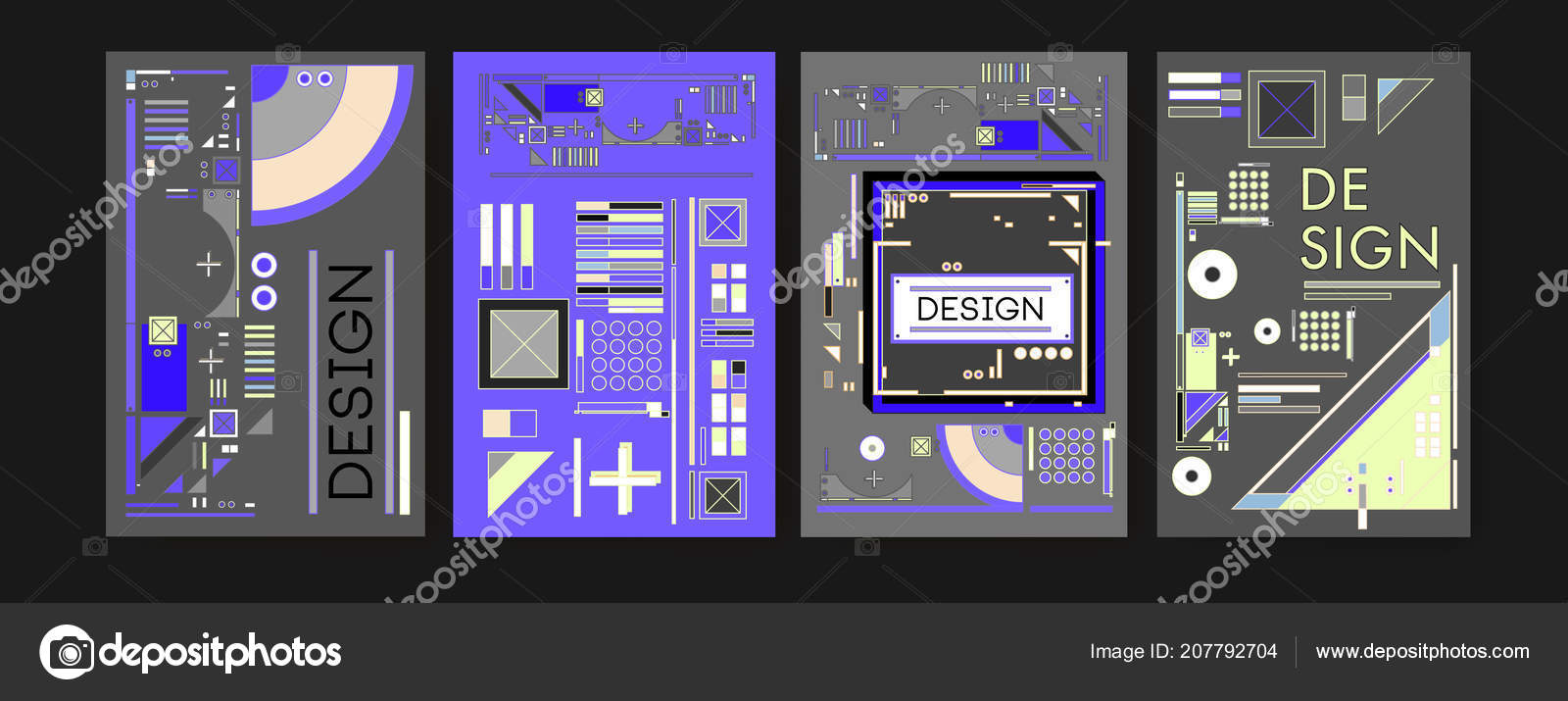 Abstract Colorful Collage Poster Design Template Cool Geometric Retro ...