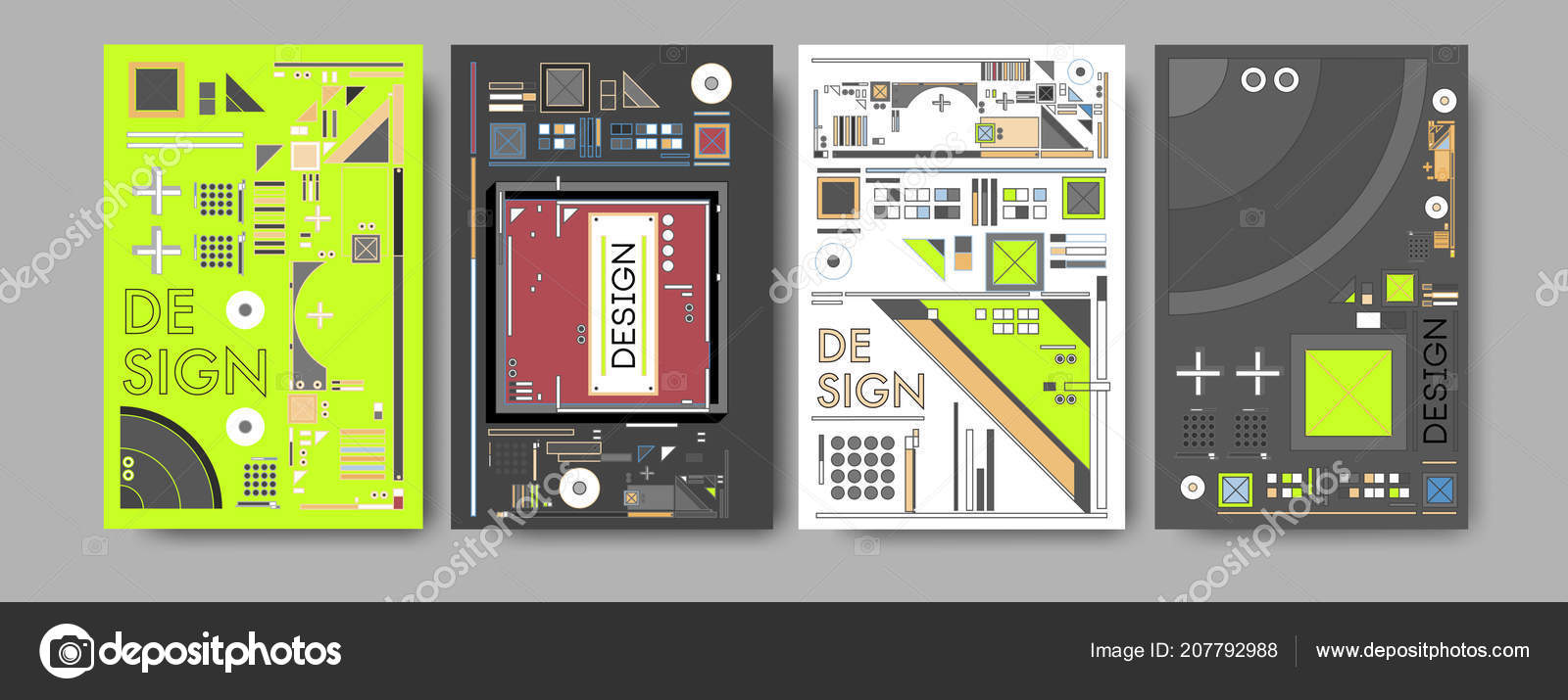 Abstract Colorful Collage Poster Design Template Cool Geometric Retro ...