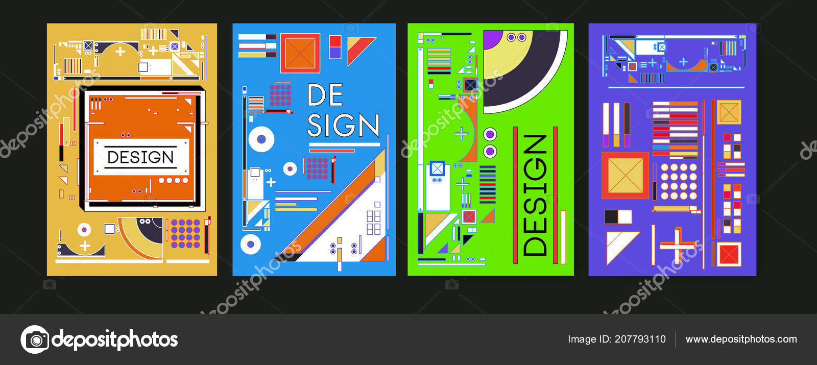 Abstract Colorful Collage Poster Design Template Cool Geometric Retro ...