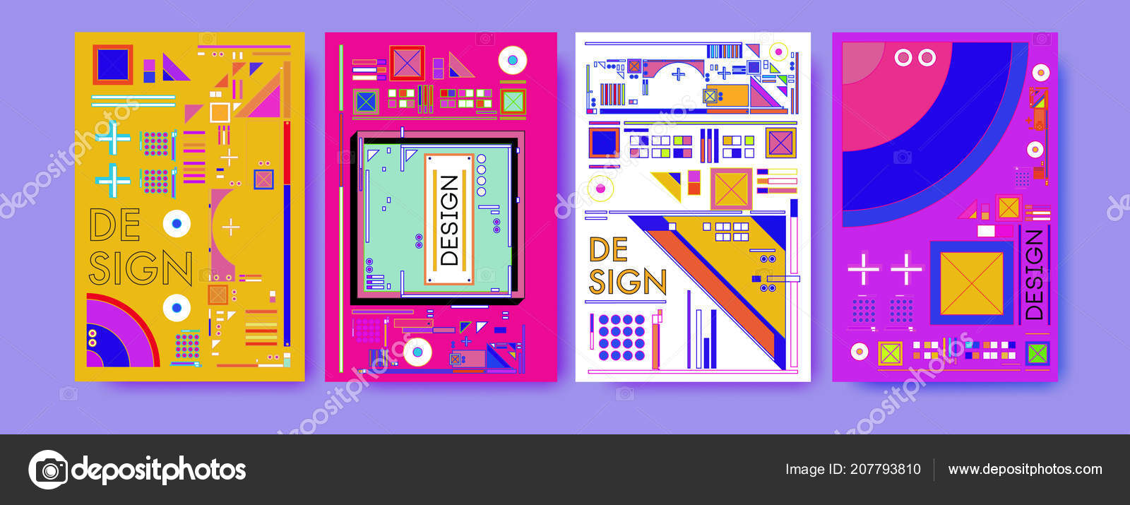 Abstract Colorful Collage Poster Design Template Cool Geometric Retro ...