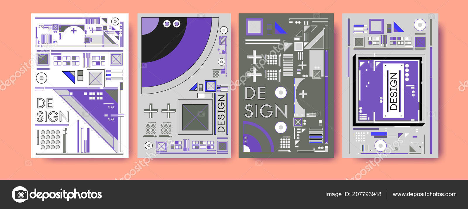 Abstract Colorful Collage Poster Design Template Cool Geometric Retro ...